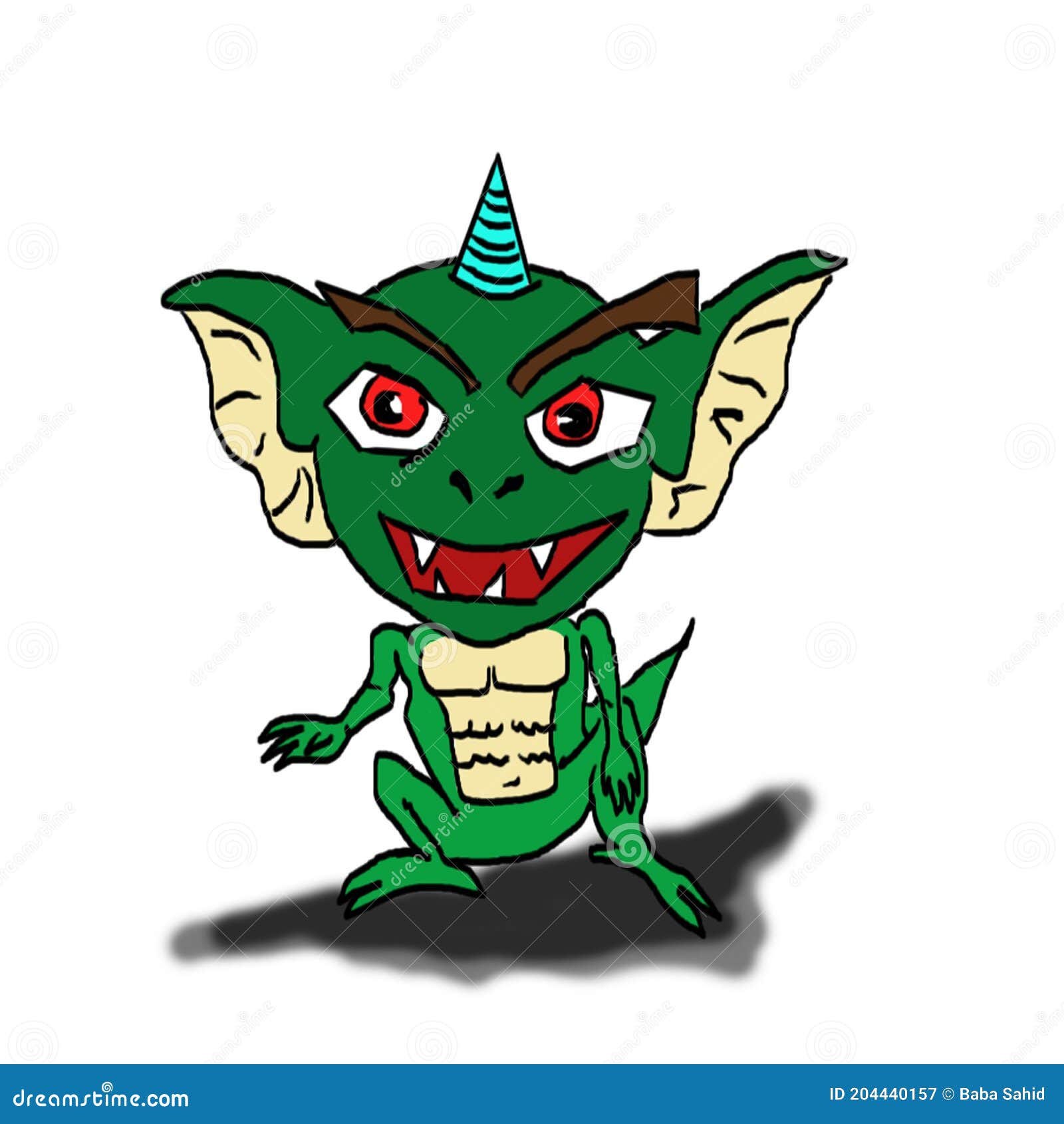 Small Green Colour Monster Illustration Drawing Stock Illustration ...