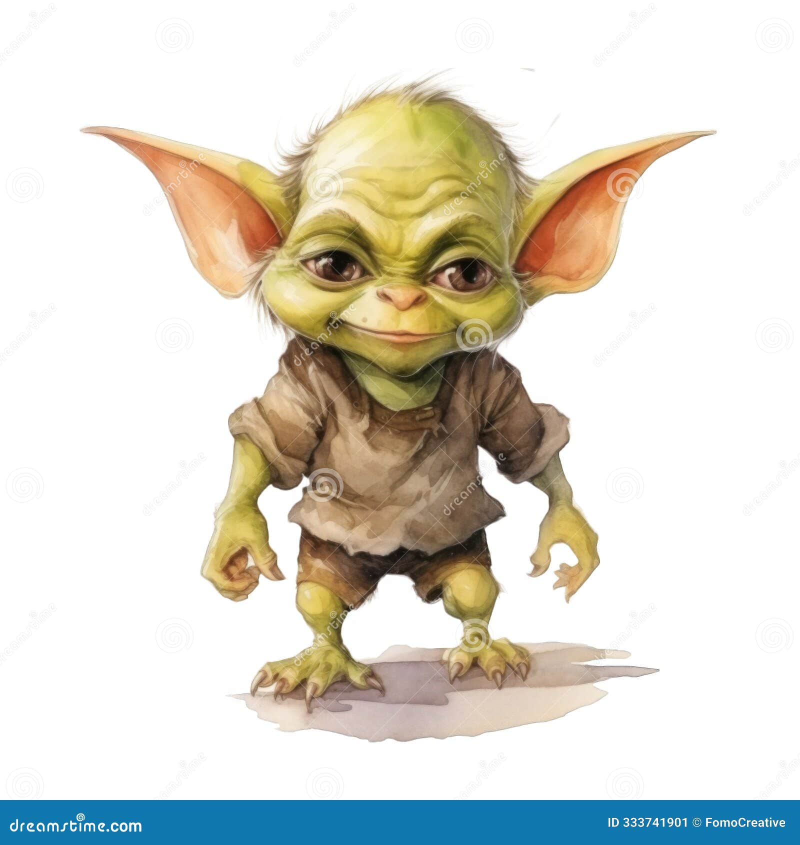 A Small Green Creature with Big Ears and Claws Stock Illustration ...