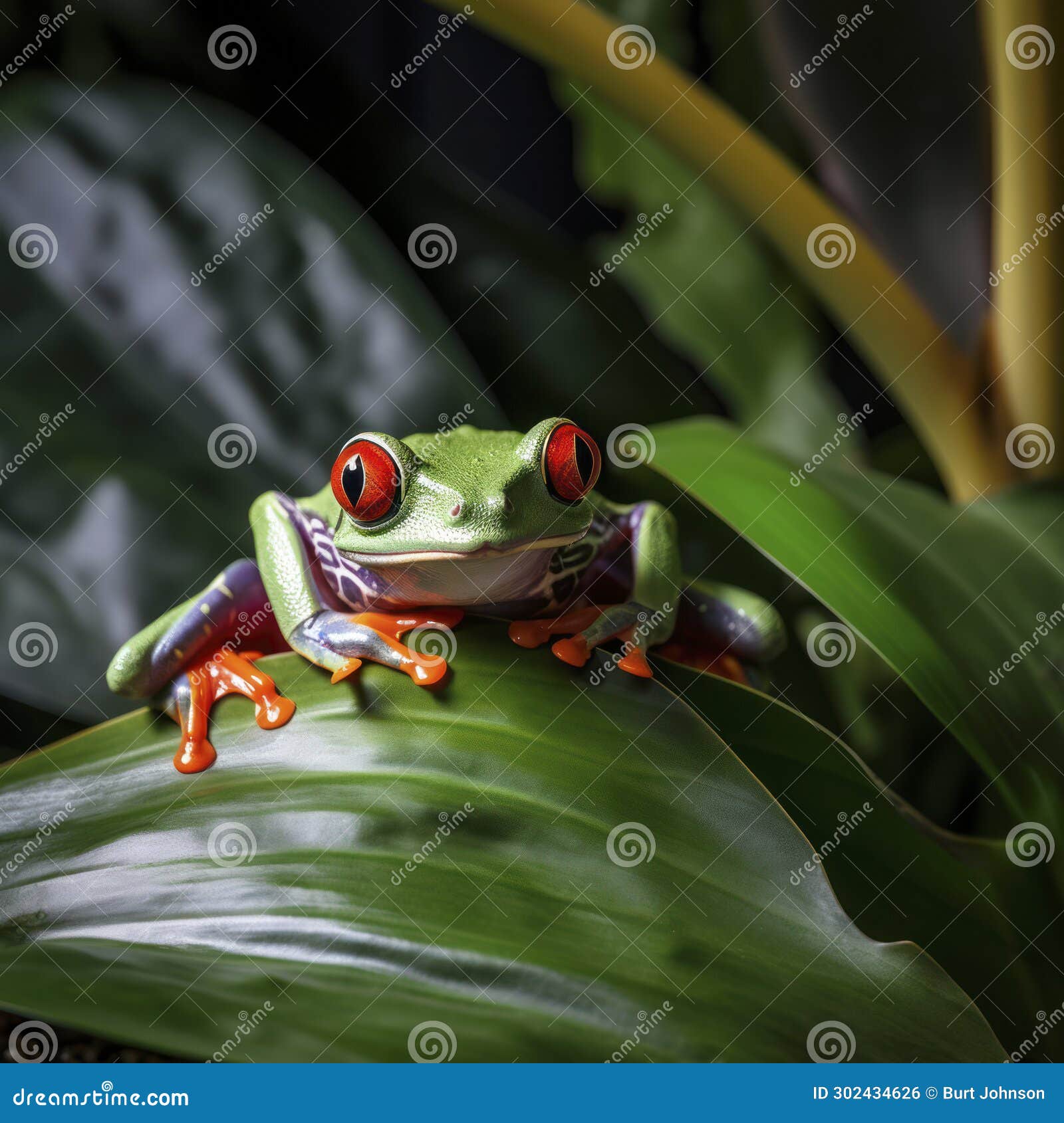 Small Green Frog with Red Eyes Stock Photo - Image of wildlife, forest ...