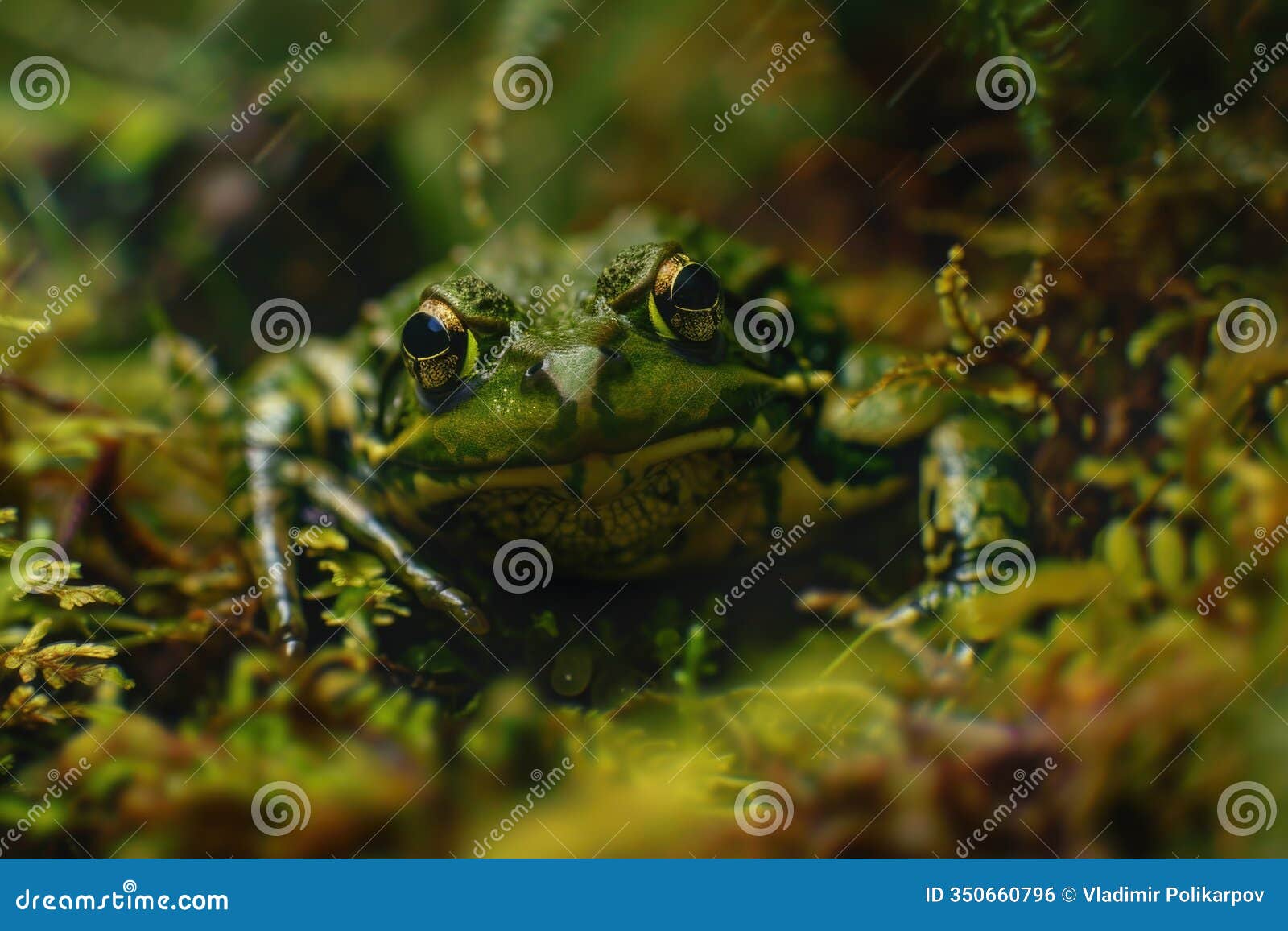 A Small Green Frog Sitting on the Forest Floor, Surrounded by Lush ...