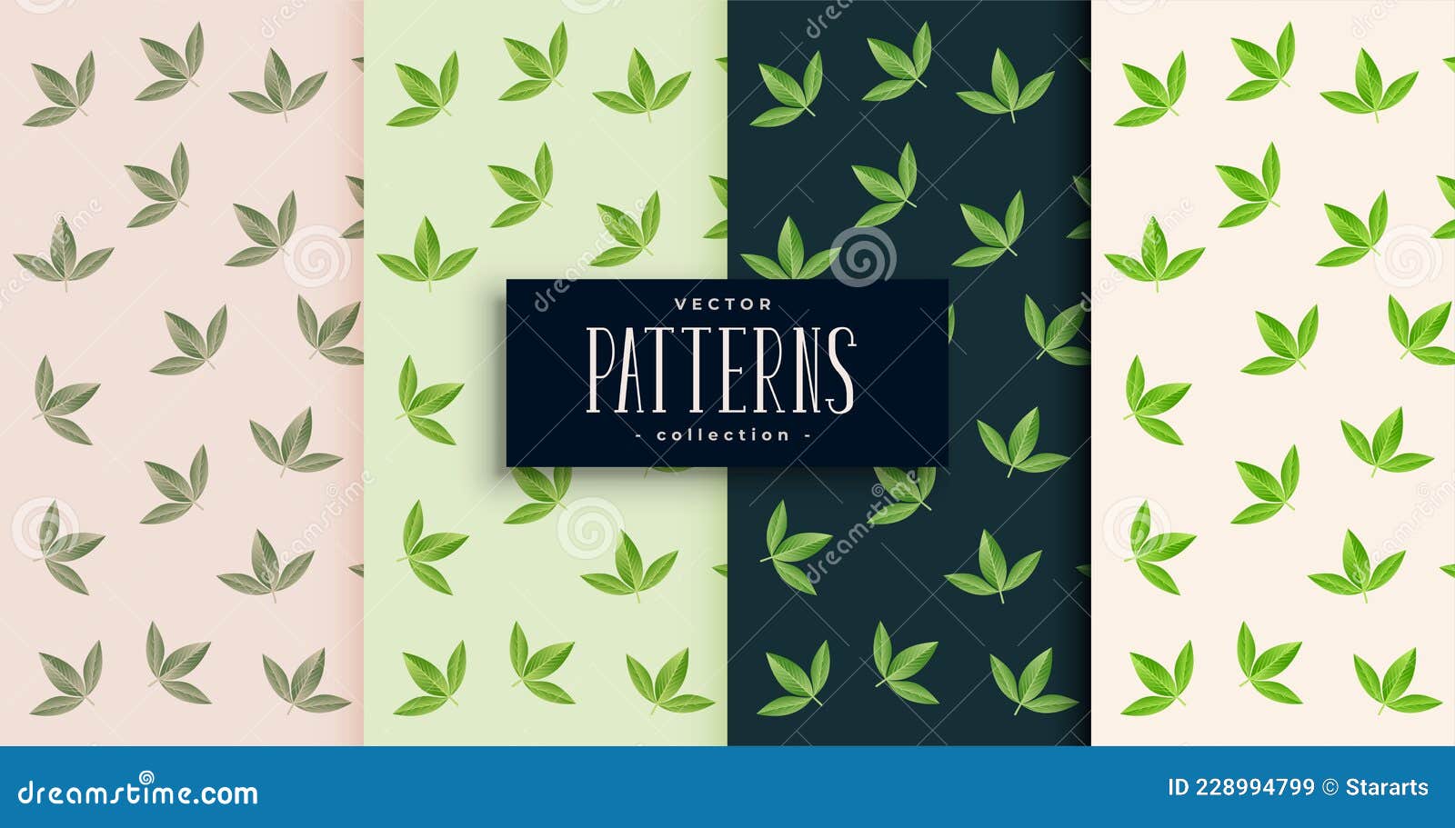 Small Green Leaves Pattern Set of Four Stock Vector - Illustration of ...