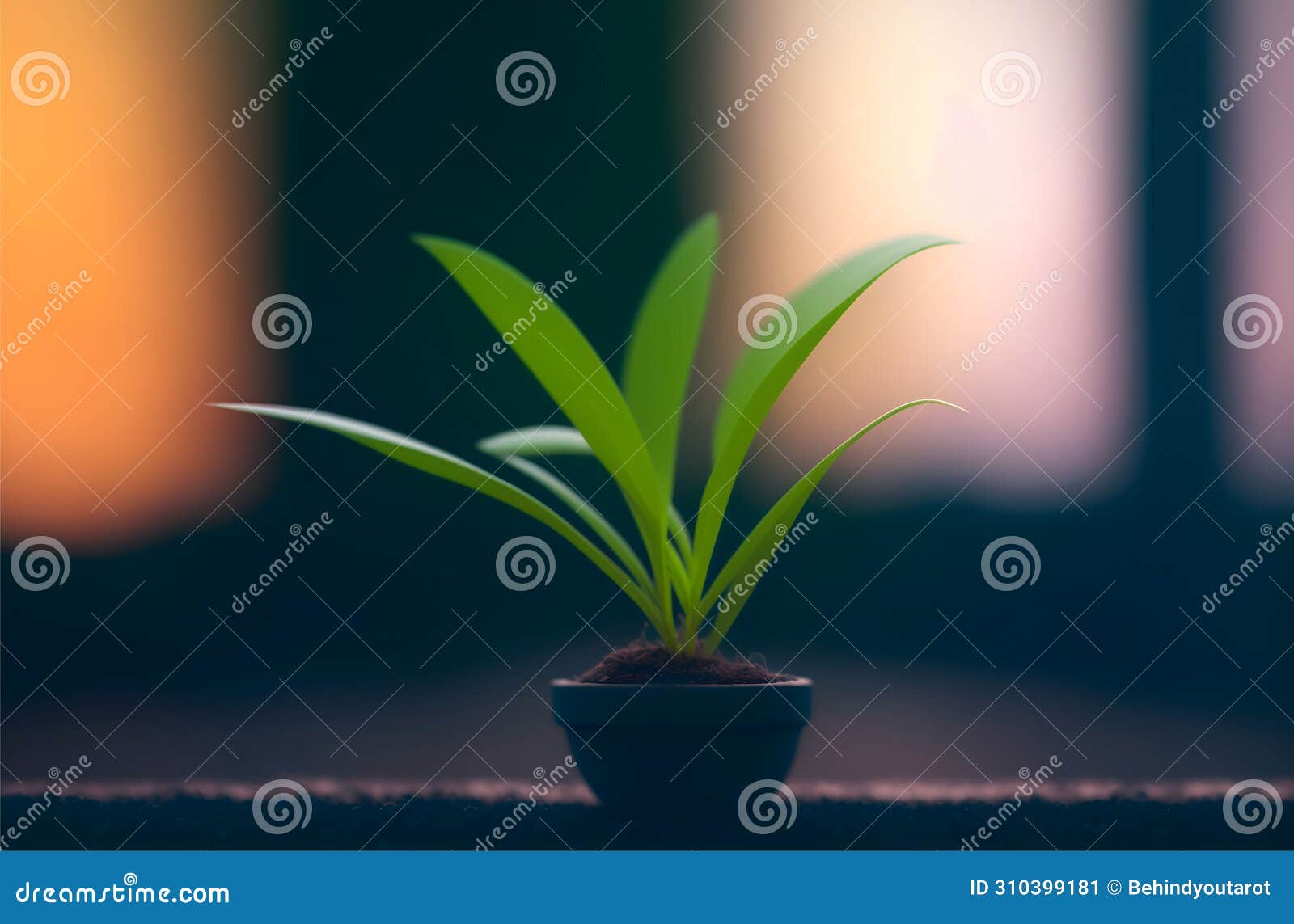 A Small Green Plant in a Small Pot. a Small Plant Growing in Front of a ...