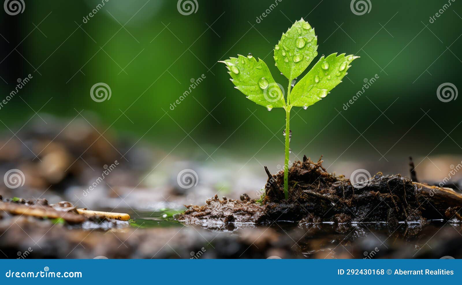 A Small Green Plant Sprouting from the Ground Stock Illustration ...