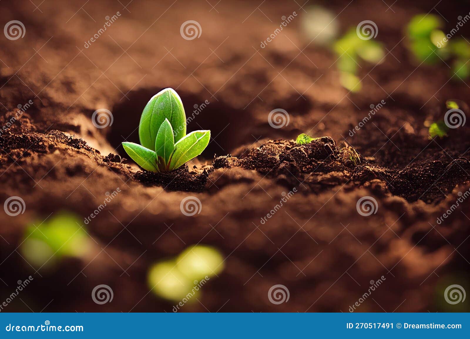 A Small Green Plant Sprouts Out of the Ground in the Dirt Stock ...