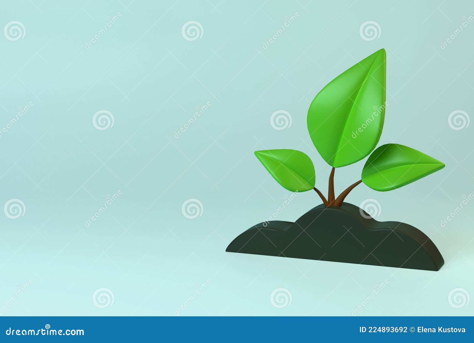 Small Green Sprout with Green Leaves. 3d Illustration Stock ...