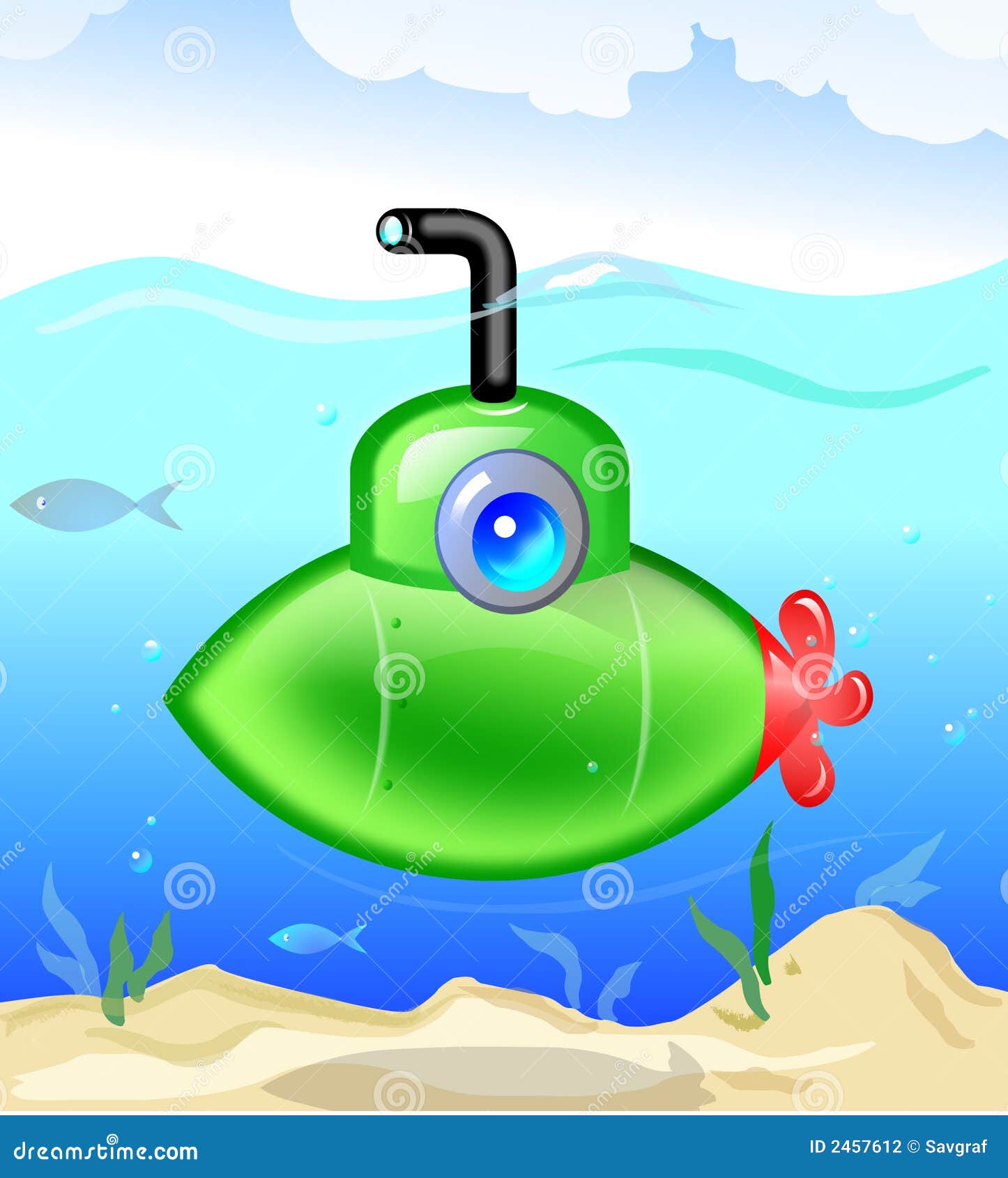 Small green submarine stock illustration. Illustration of rotate - 2457612