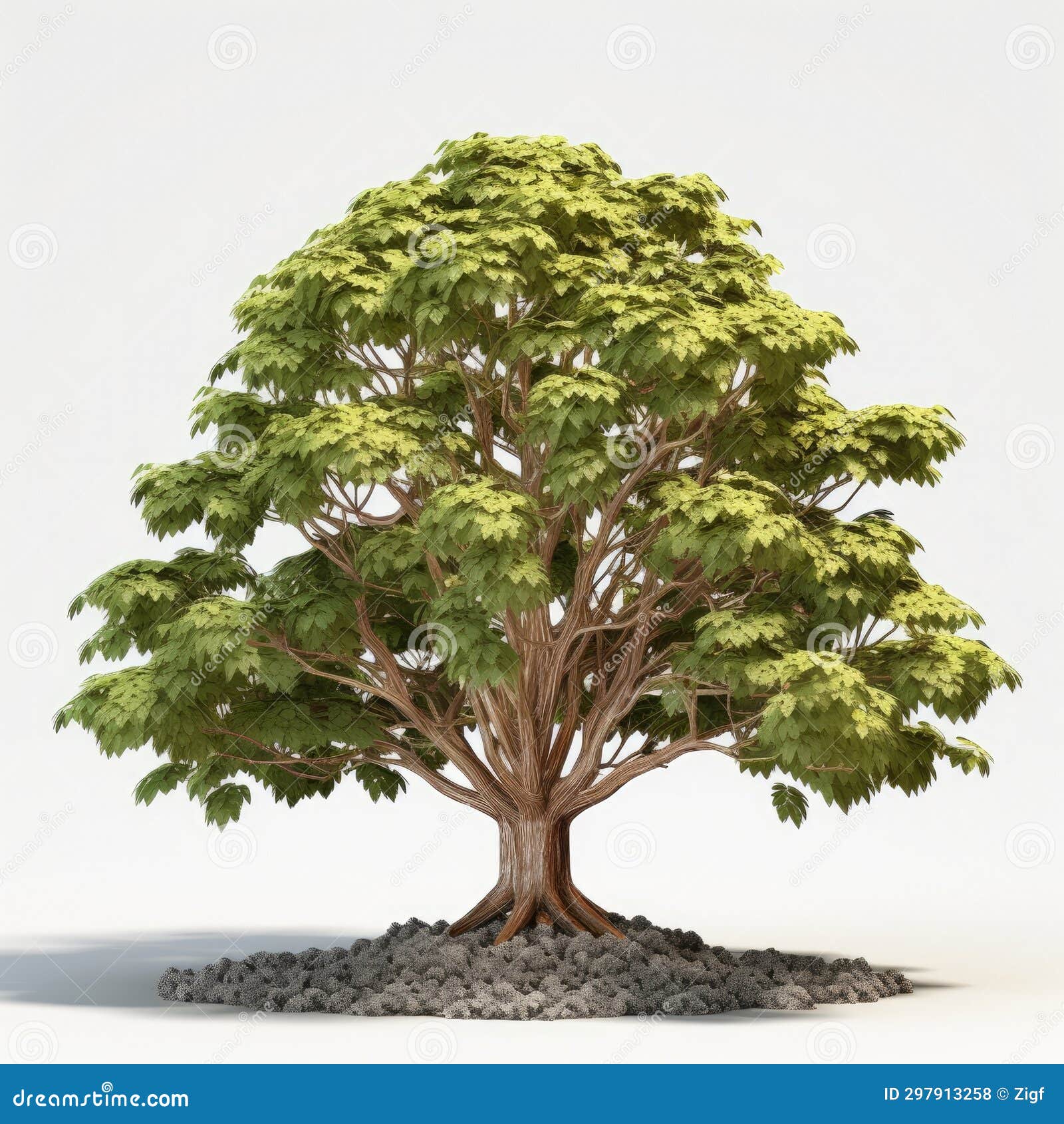 Small, Green Tree with Large Trunk and Several Branches. it is Standing ...