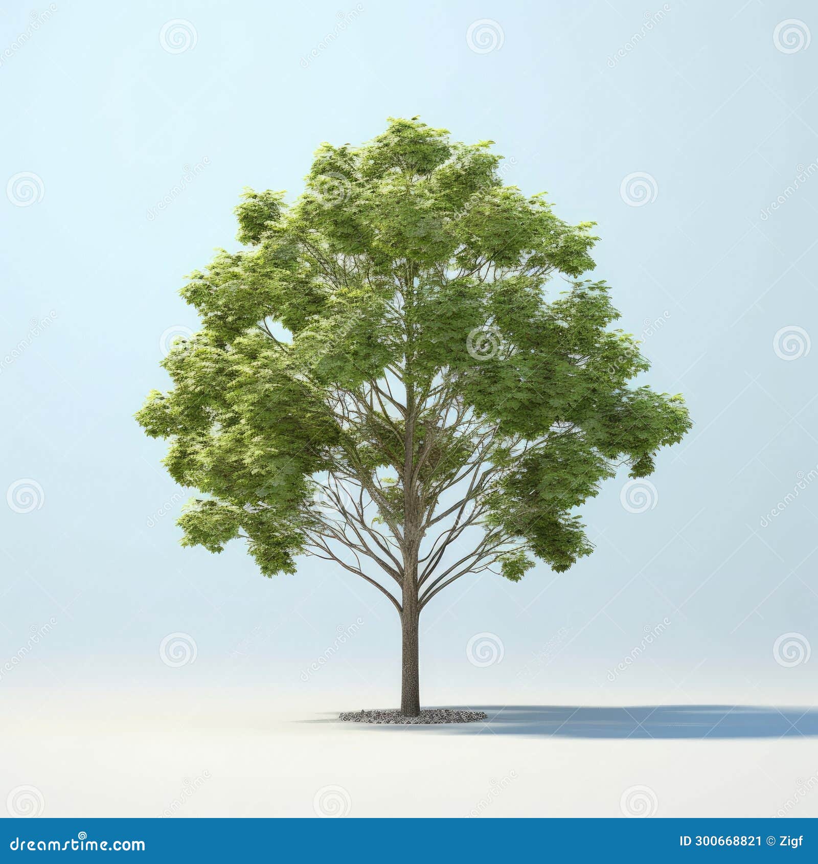 Small, Green Tree Standing Alone on an Empty White Background. it is ...