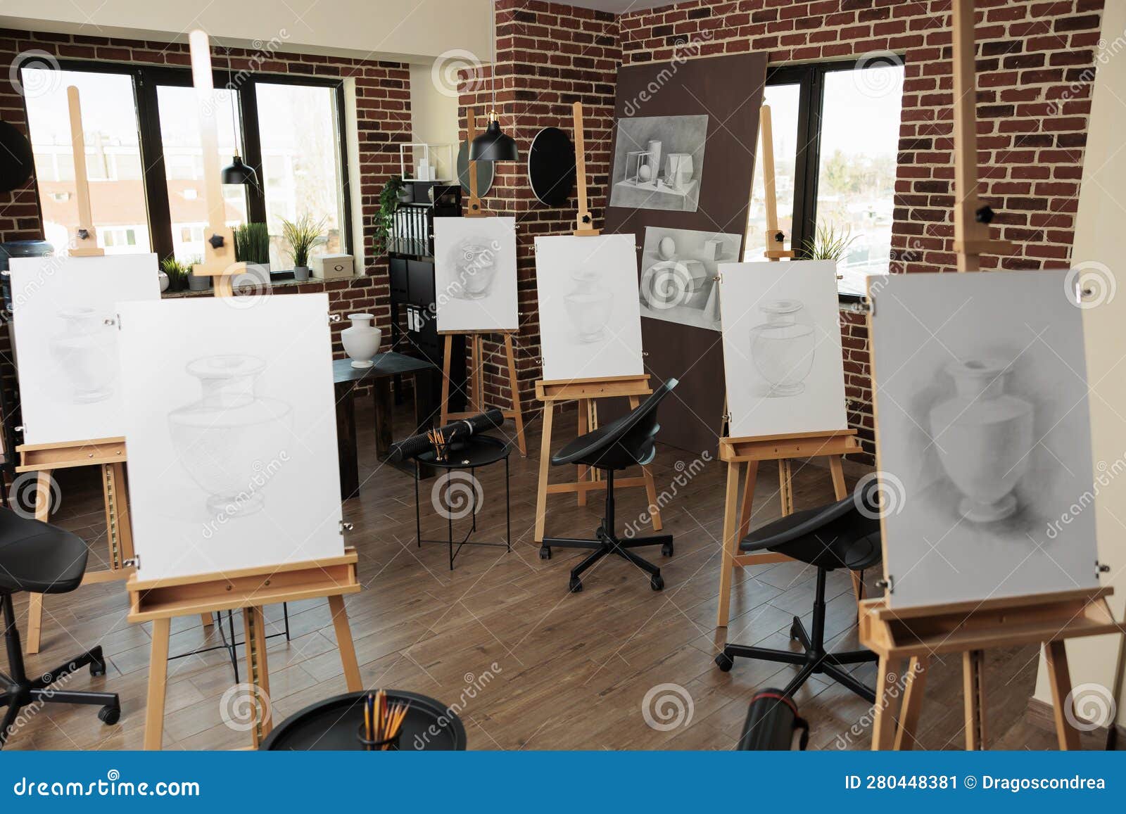 Small group art classes stock image. Image of artist - 280448381