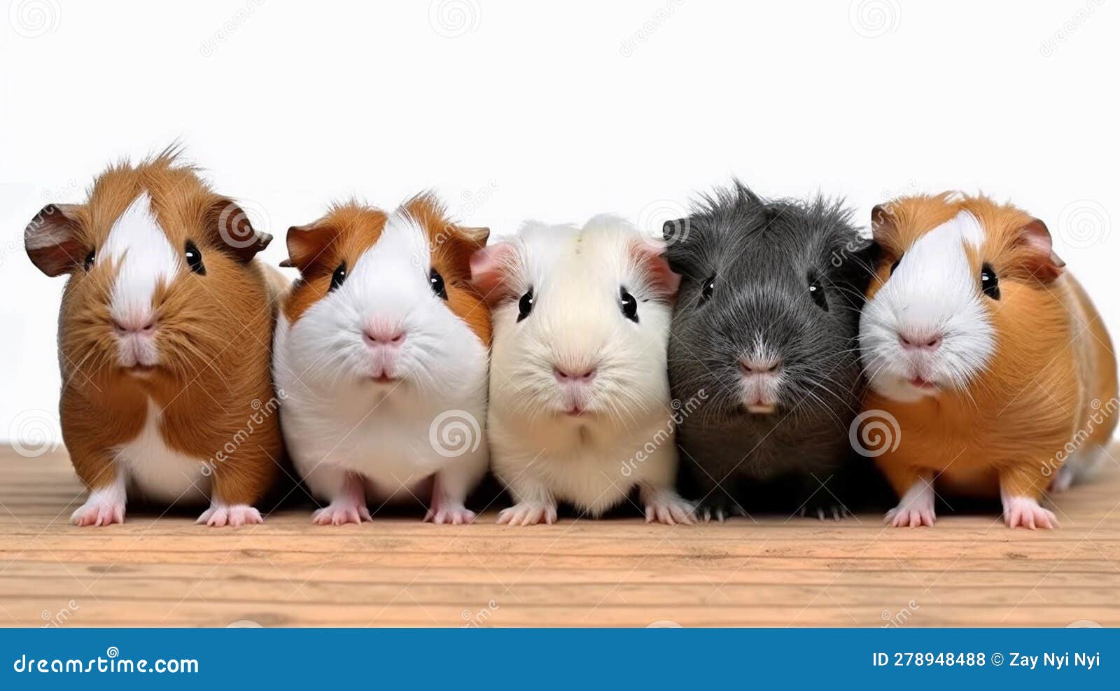 Small Group of Cute Guinea Pigs in Studio. AI Generated Stock ...