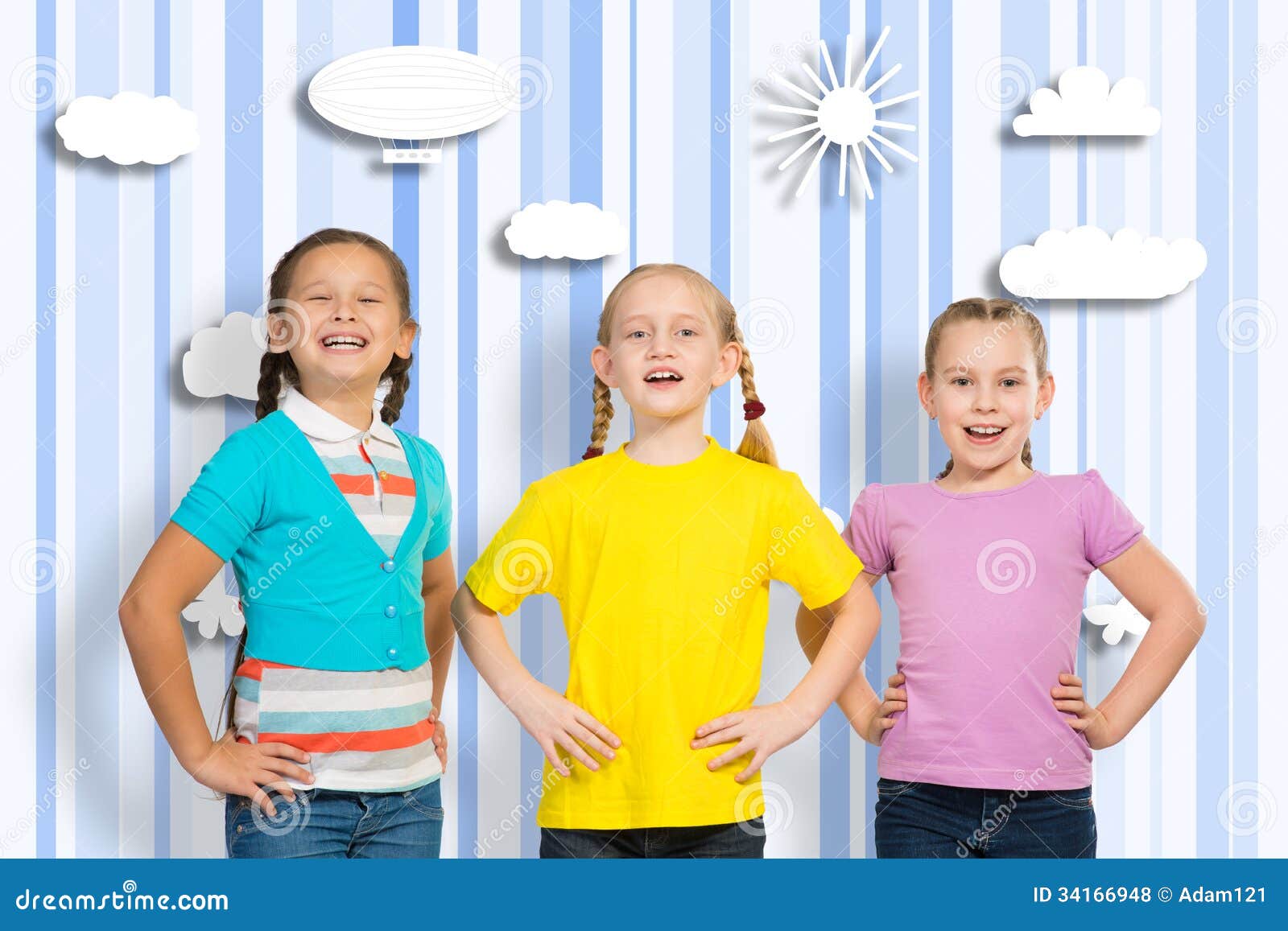 Small group of girls stock photo. Image of child, active - 34166948