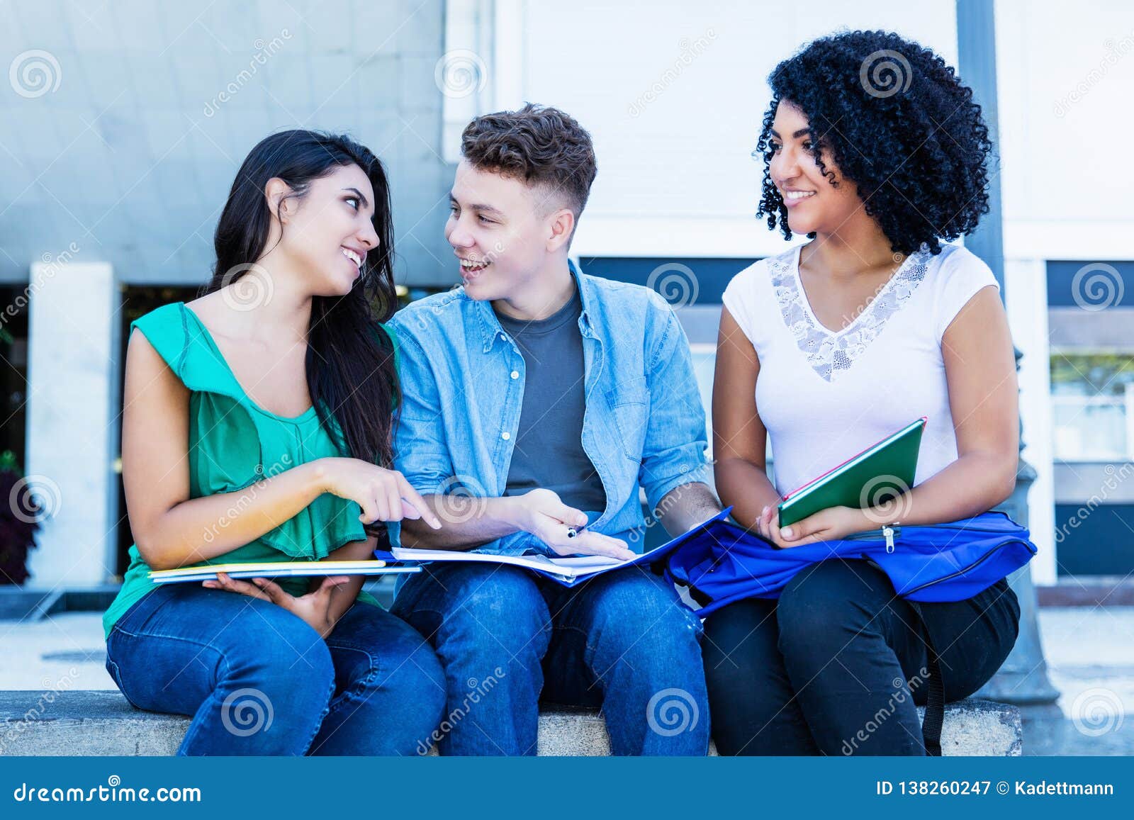 Small Group of International Students Learning Outdoors Stock Image ...
