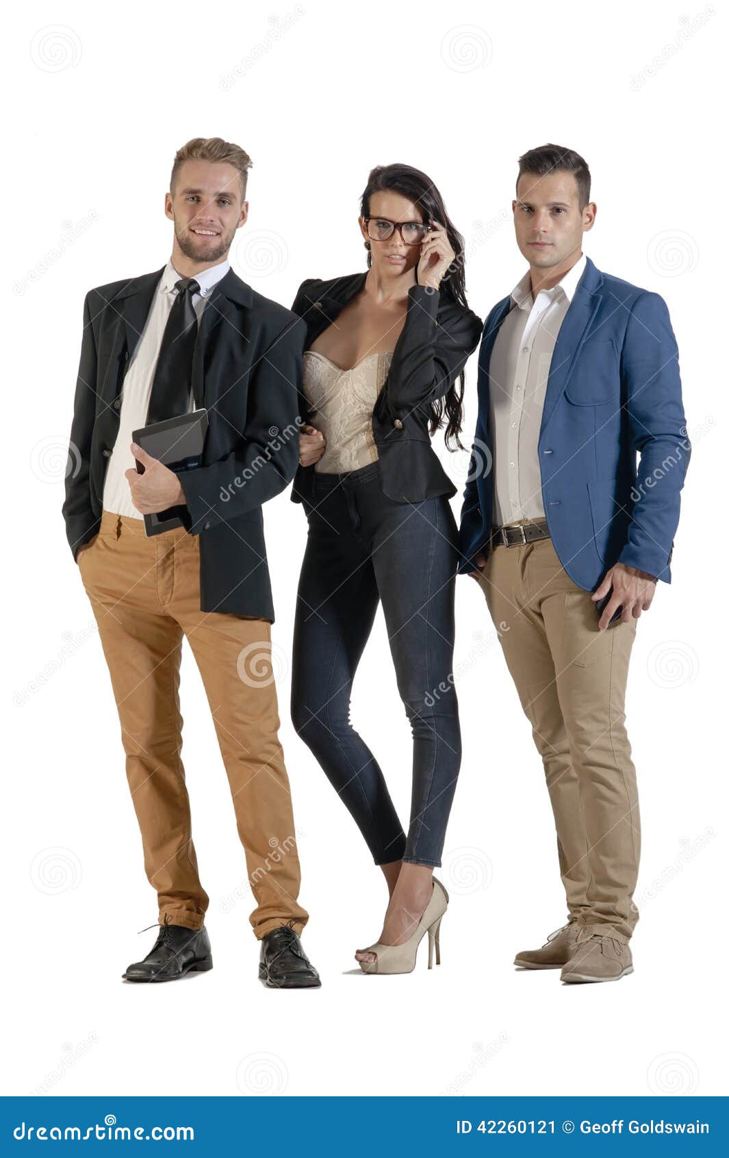 Small Group of Young Business People Working Standing Together Stock ...