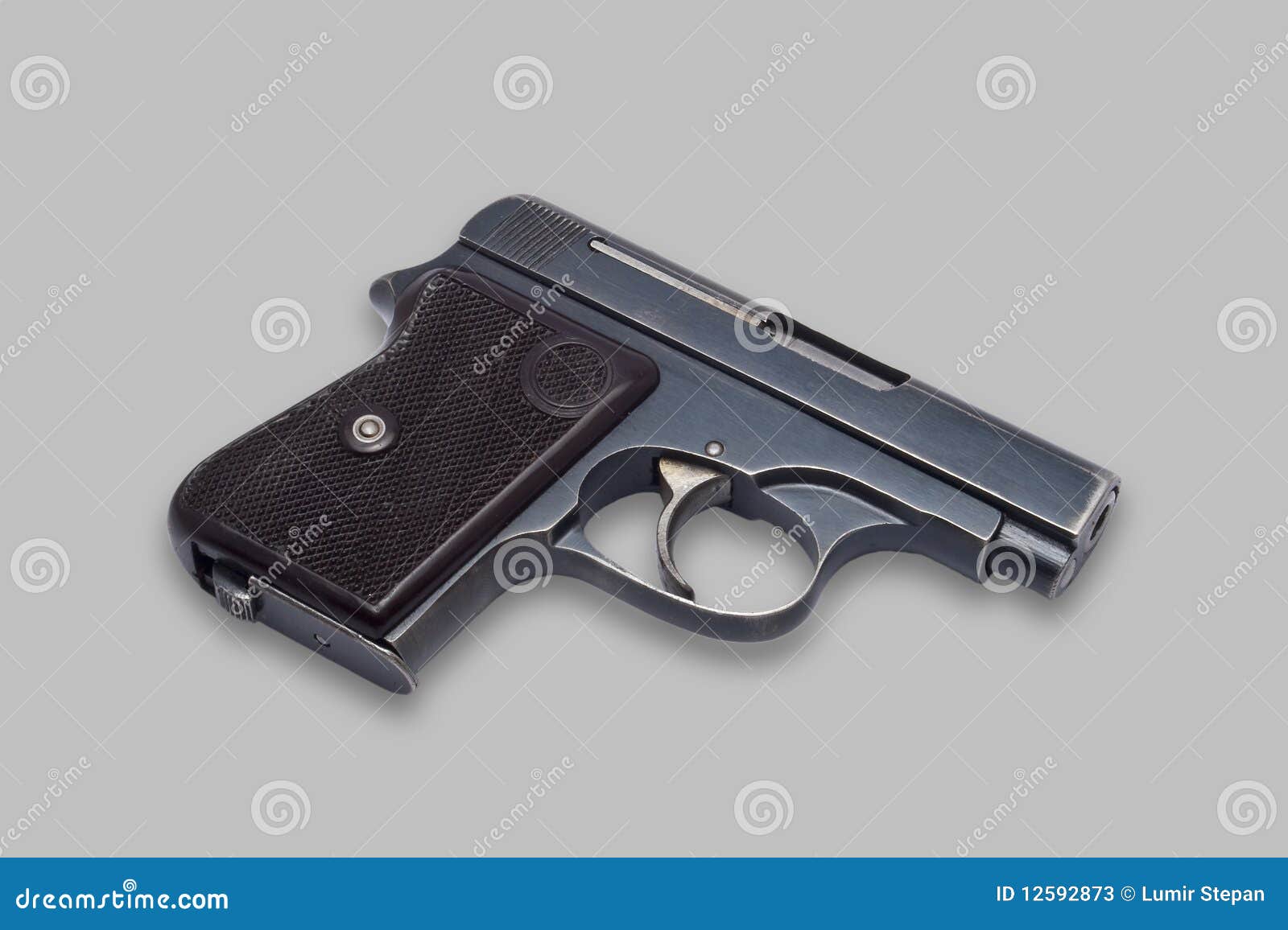 Small Gun on Neutral Background Stock Image - Image of gray, criminal ...