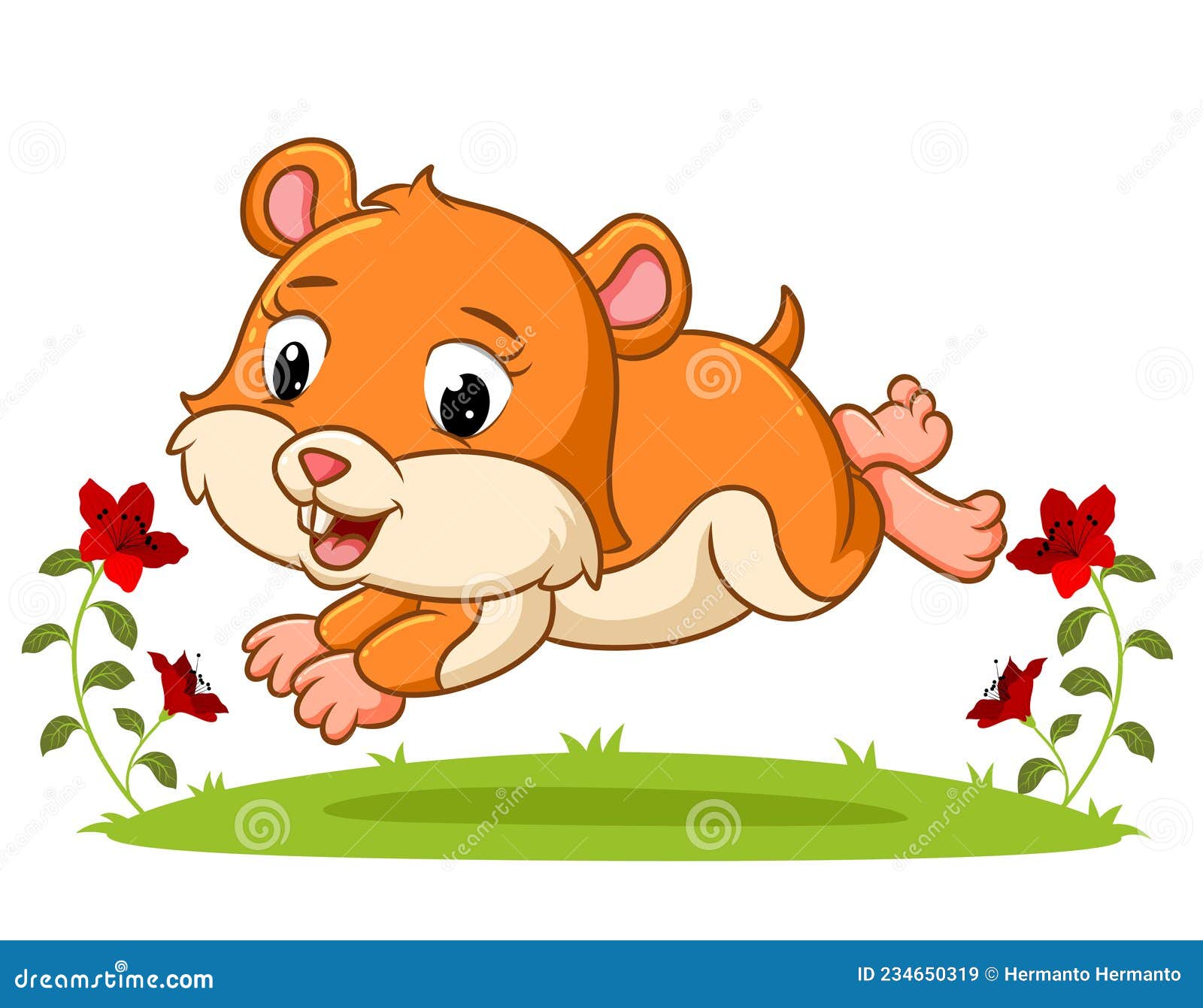 The Small Hamster are Jumping and Playing in the Park Stock Vector ...