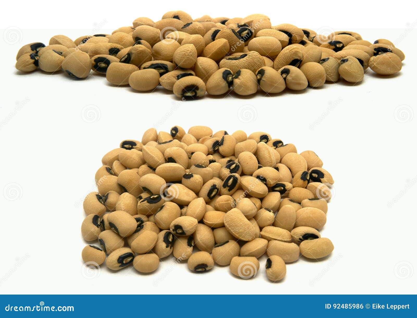 A Small Handful of Black Eye Beans. Beans on a White Background. Close ...