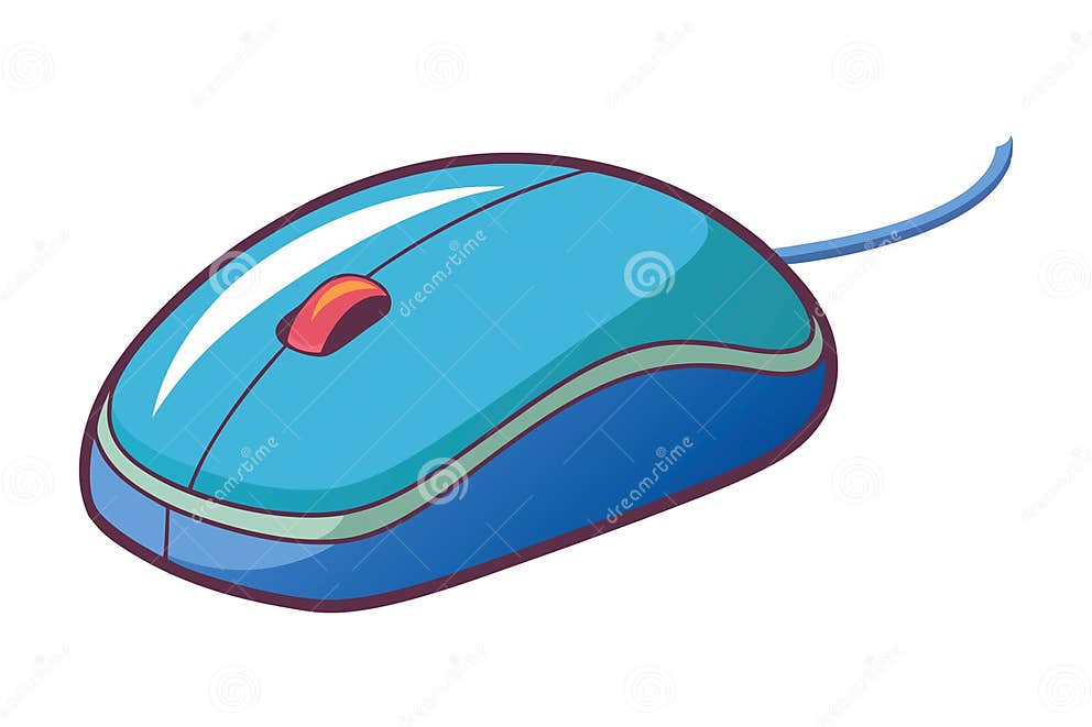 Click. Blue Mouse with Red Wheel for Computer on White Stock ...