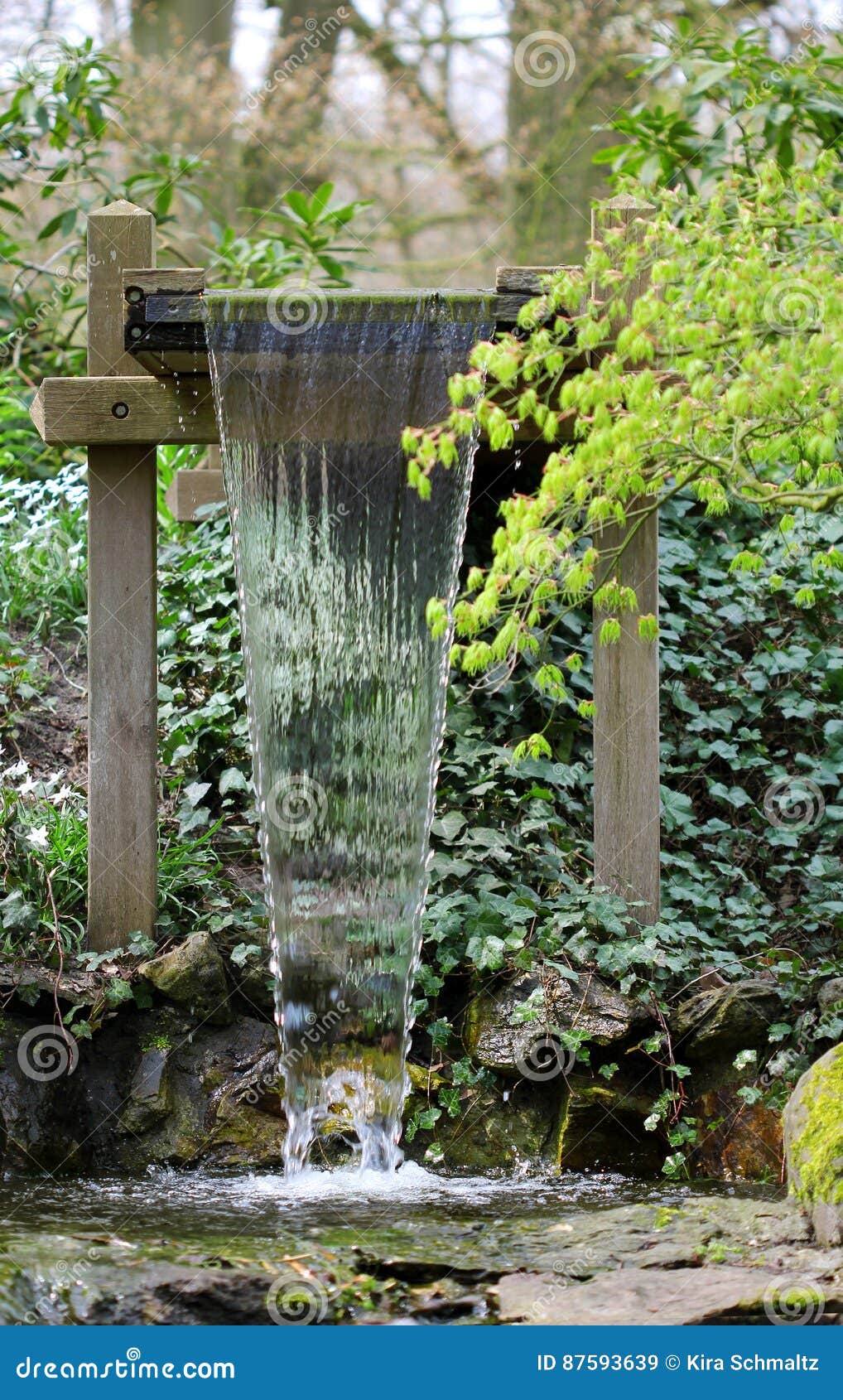The Small Handmade Waterfall in the Green Garden Stock Image - Image of ...