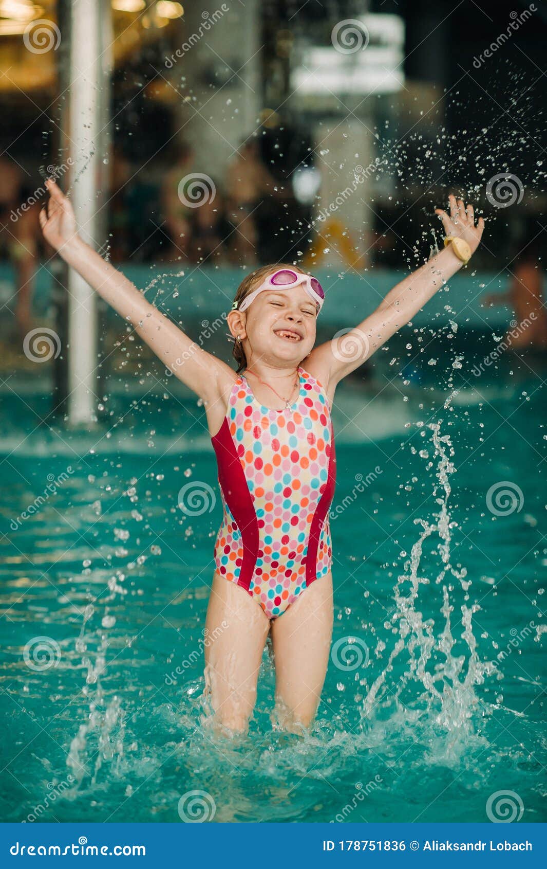 Small Happy Girl Enjoys Hot Summer Day at Swimming Pool. Stock Photo ... Small Happy Girl Enjoys Hot Summer Day at Swimming Pool. Stock Photo ...