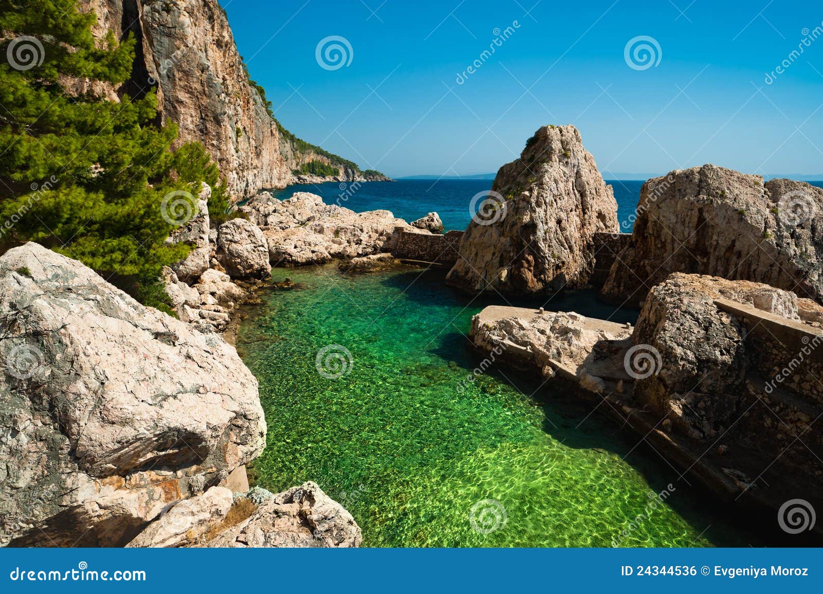 Small Harbor at Adriatic Sea. Hvar Island Stock Photo - Image of ...