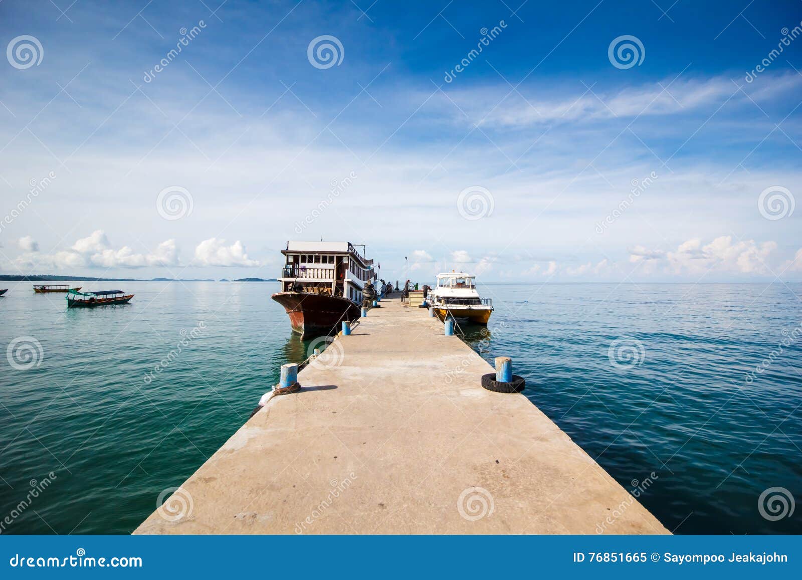 Small harbor and ferryboat stock image. Image of water - 76851665