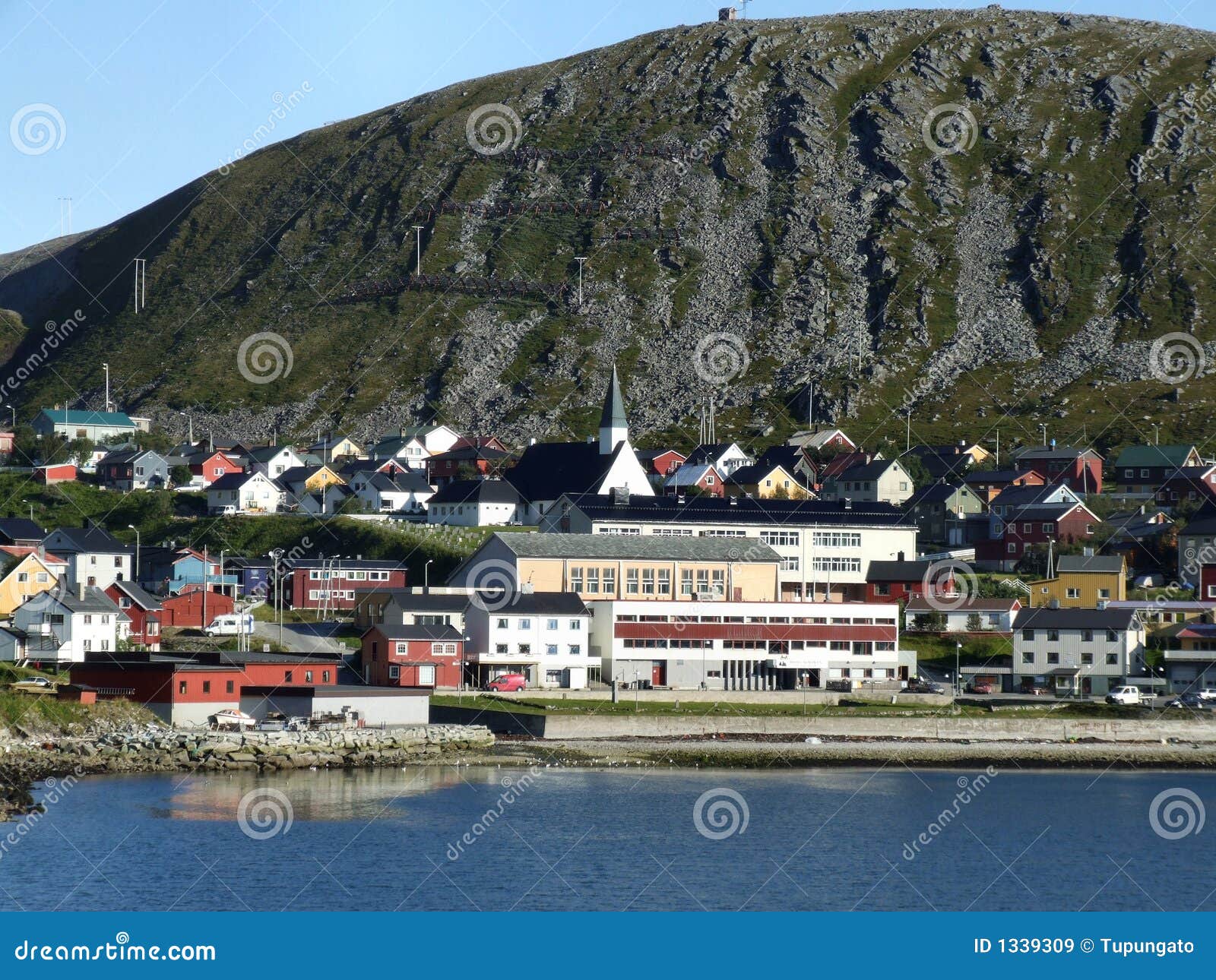 Small Harbor Town by the Seaside Stock Image - Image of mount, homes ...