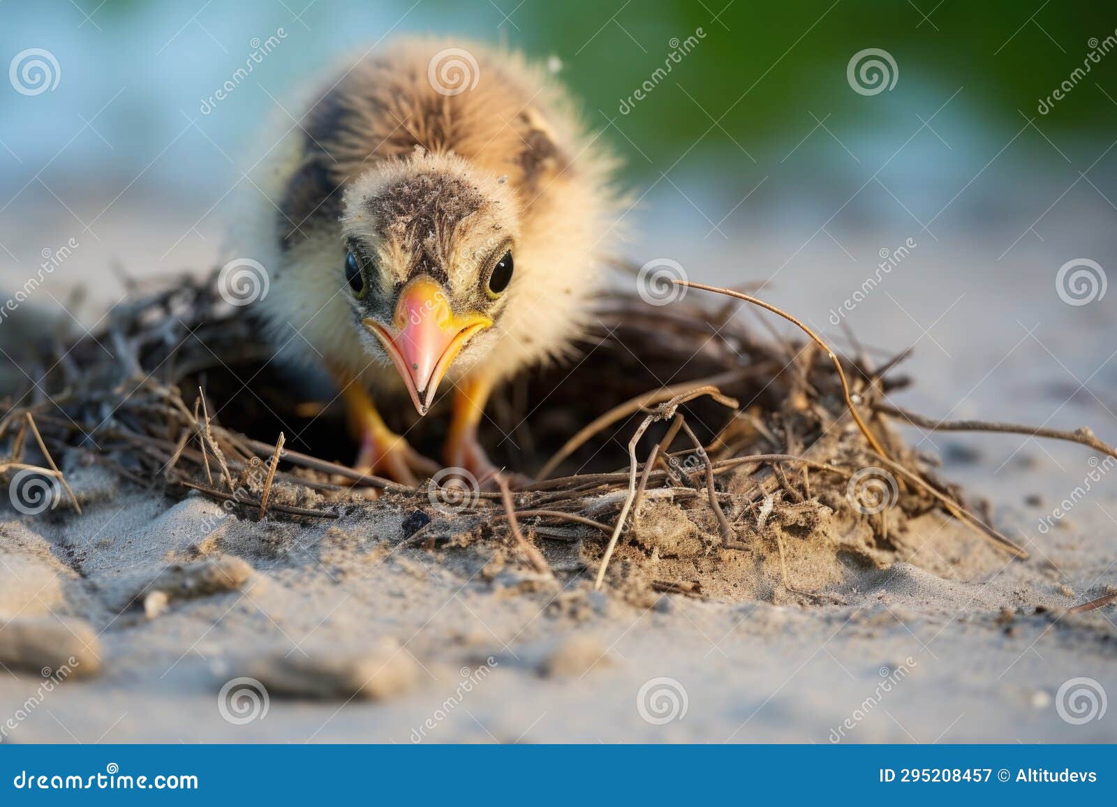 A Small Hatchling Following a Mother Bird Stock Image - Image of ...