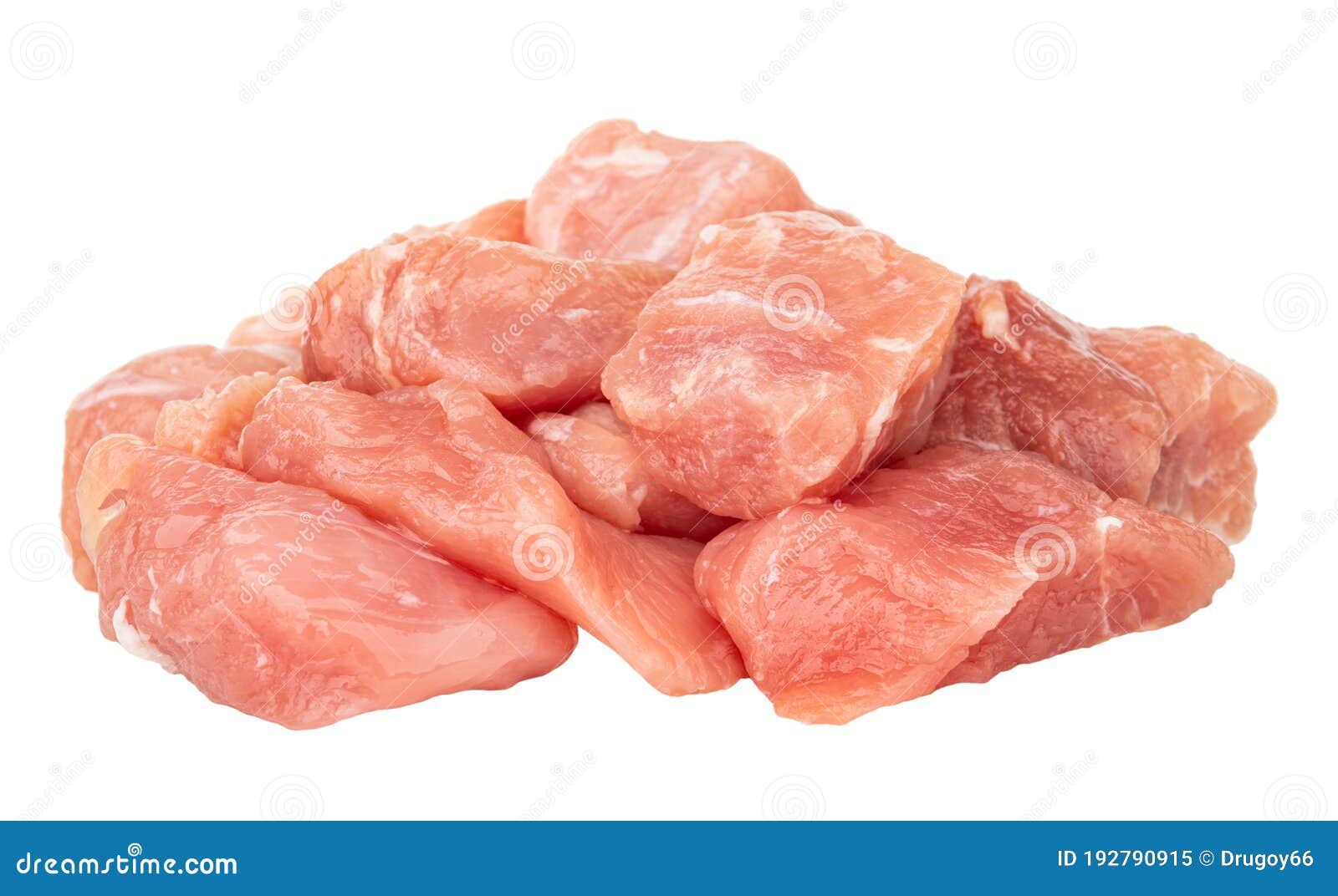 Small Heap Pieces of Raw Pork Meat Isolated on White Stock Image ...