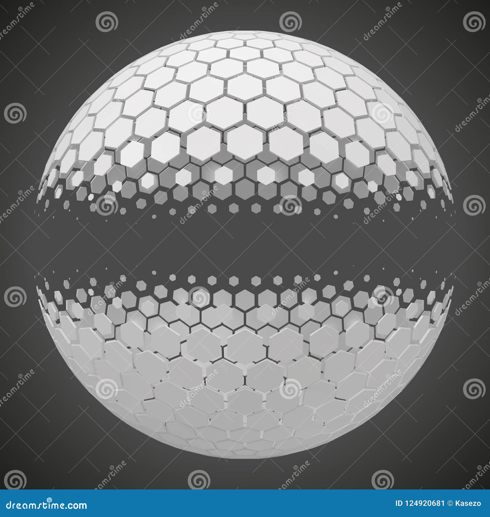 Small Hexagons Forming a Sphere. 3d Style Vector Illustration. Stock ...