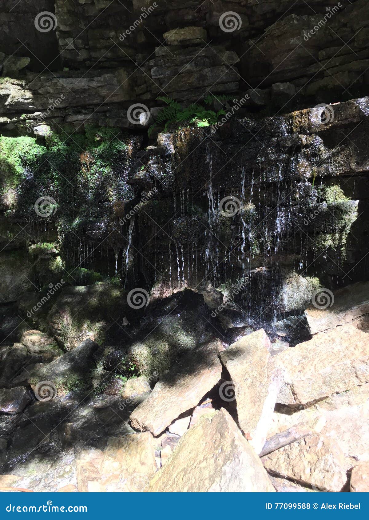 Small hidden waterfall stock photo. Image of hidden, forest - 77099588