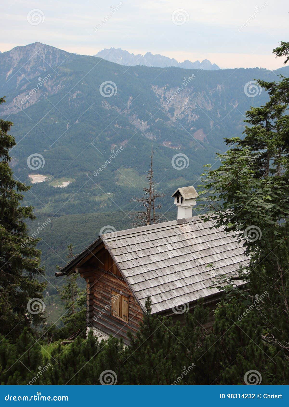 Small Hiking Rest House on Cliff Overhang with Mountain View Stock ...