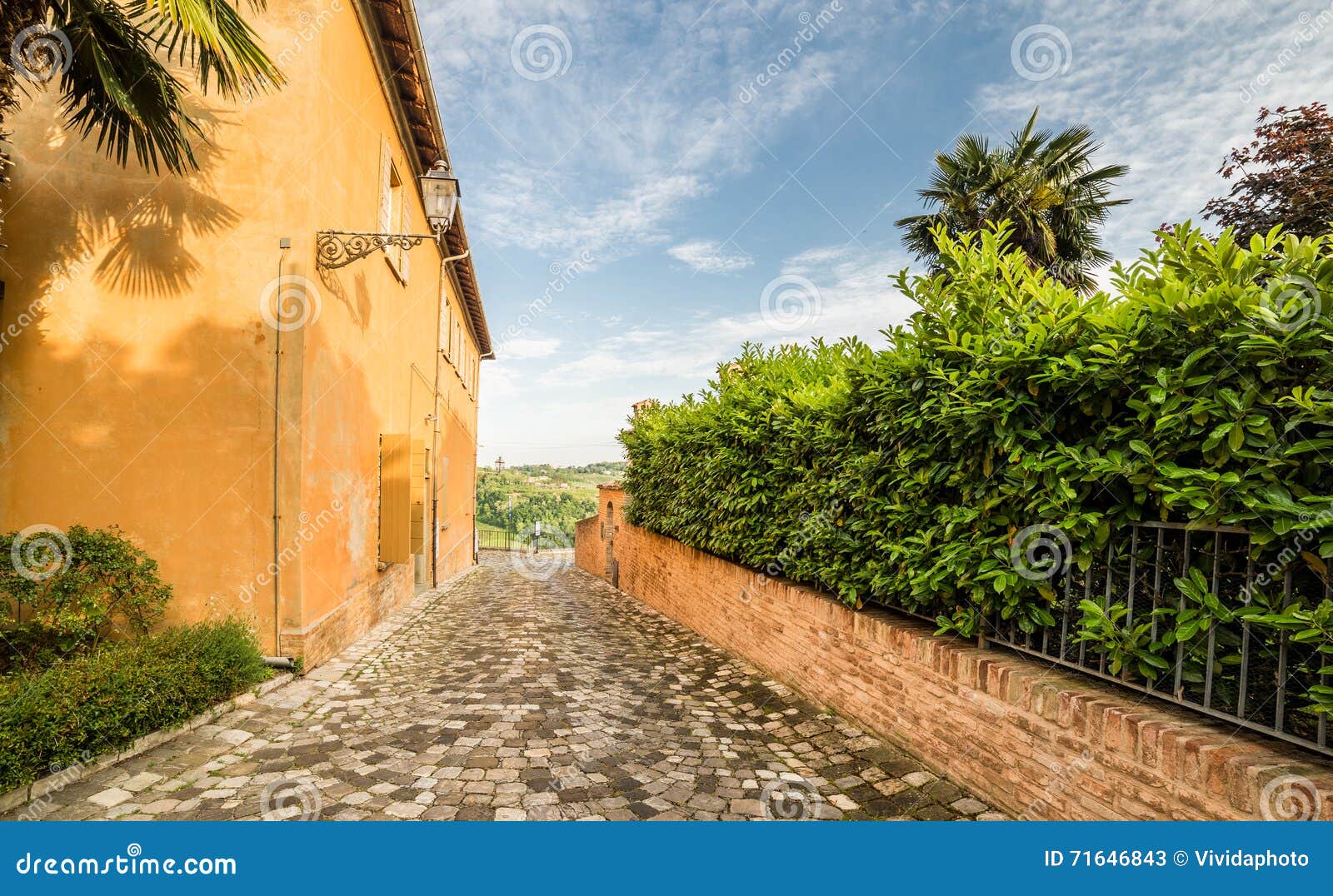 A Small Hilltop Village Streets Stock Image - Image of emilia, houses ...