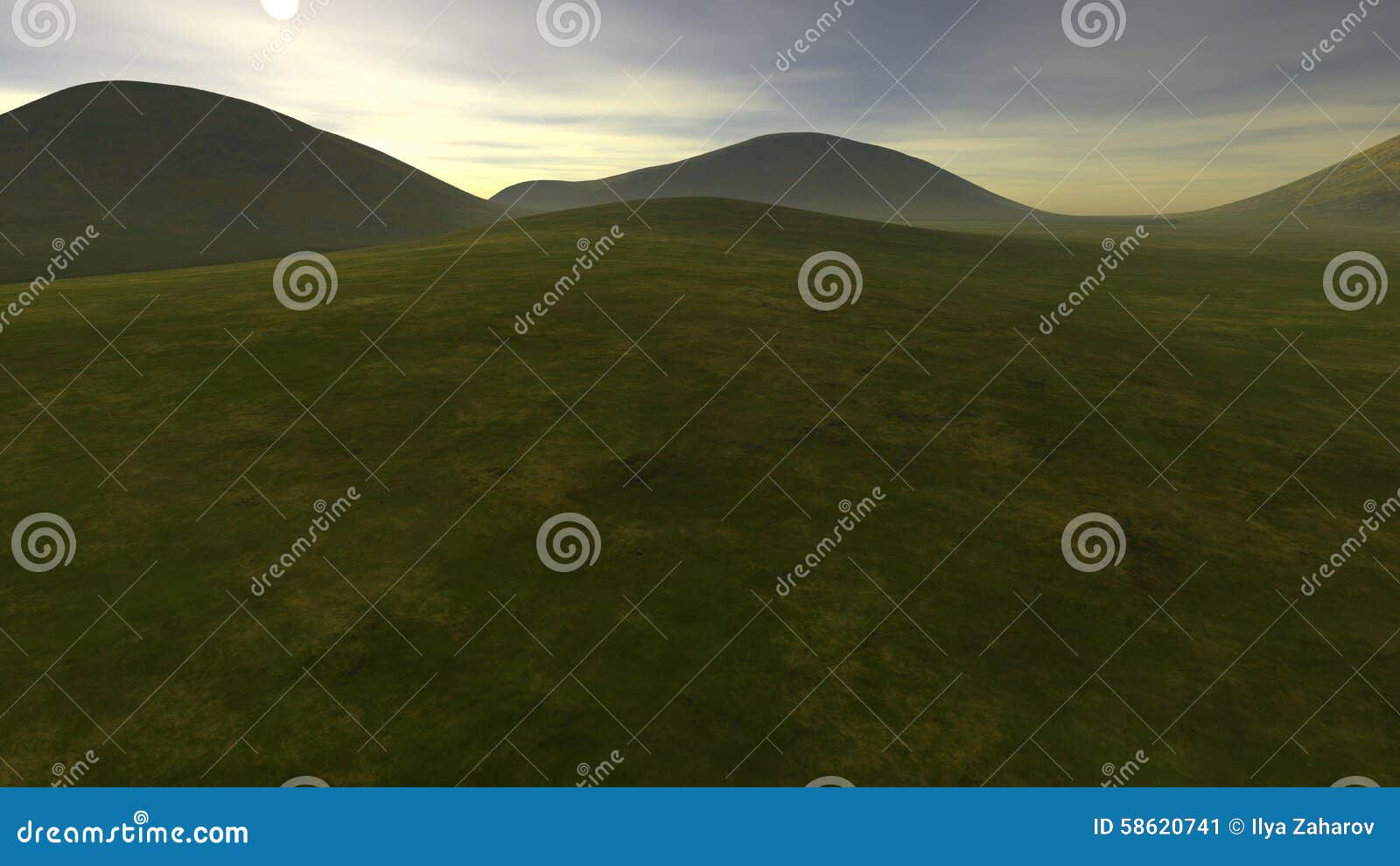 Small Hilly Area with Low Greenness Stock Illustration - Illustration ...