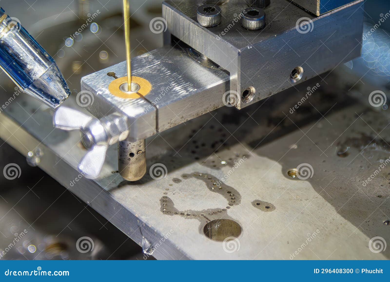 The Small Hole Making Process by Super Drill EDM Process Stock Photo ...