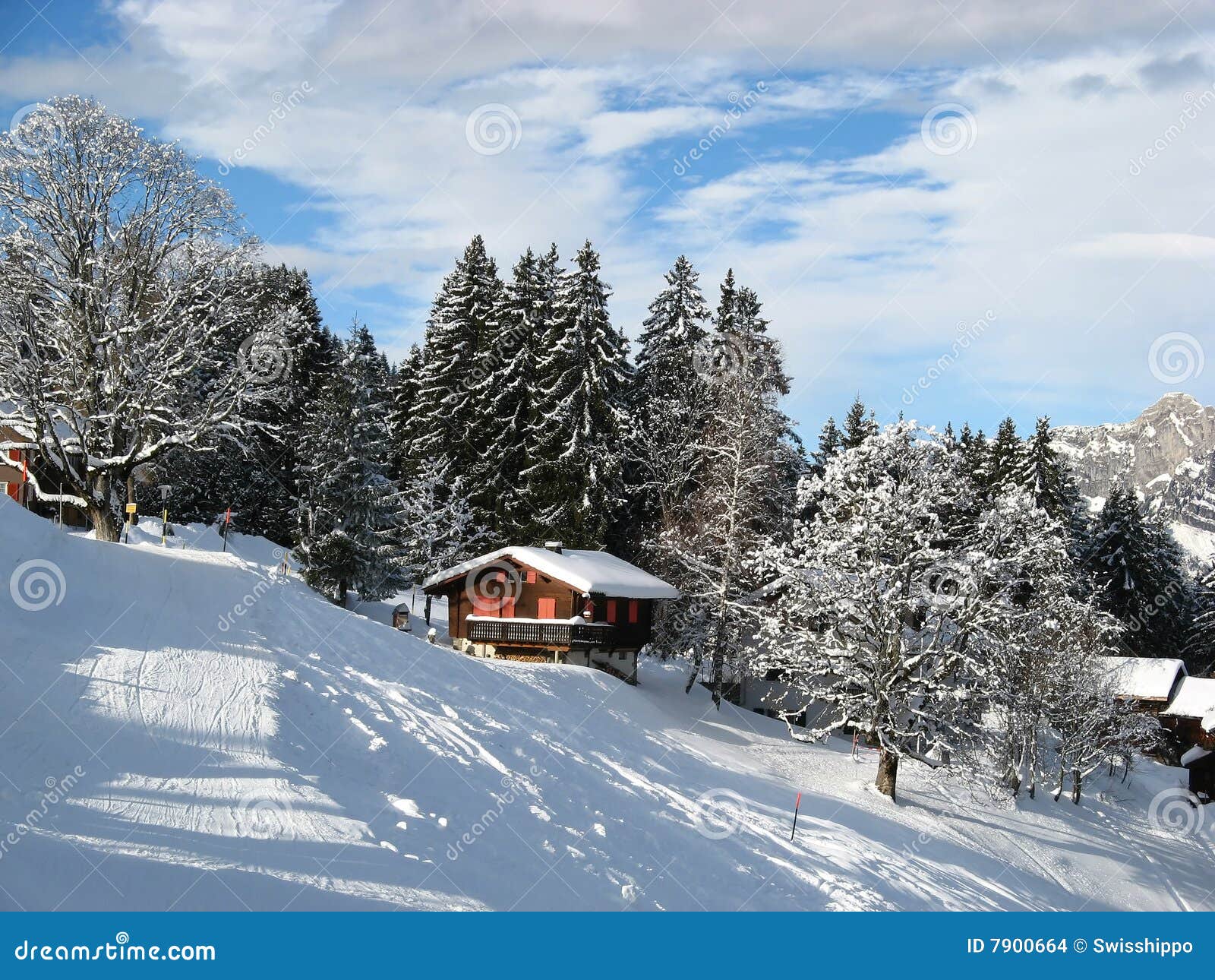 Small Holiday House in Alps Stock Photo - Image of roof, blue: 7900664