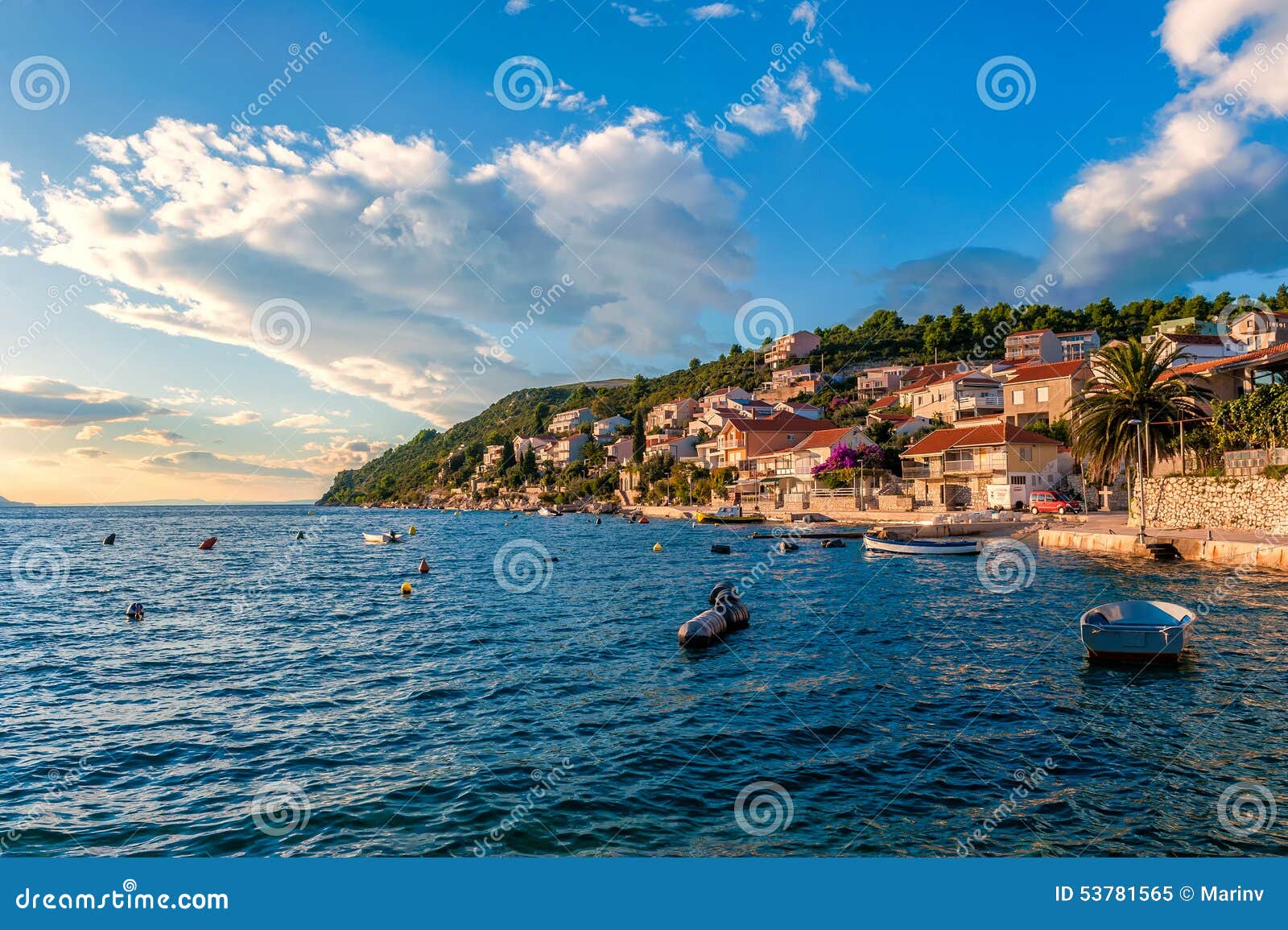 Small Holiday Resort on the Croatian Coast at Sunset Editorial Image ...