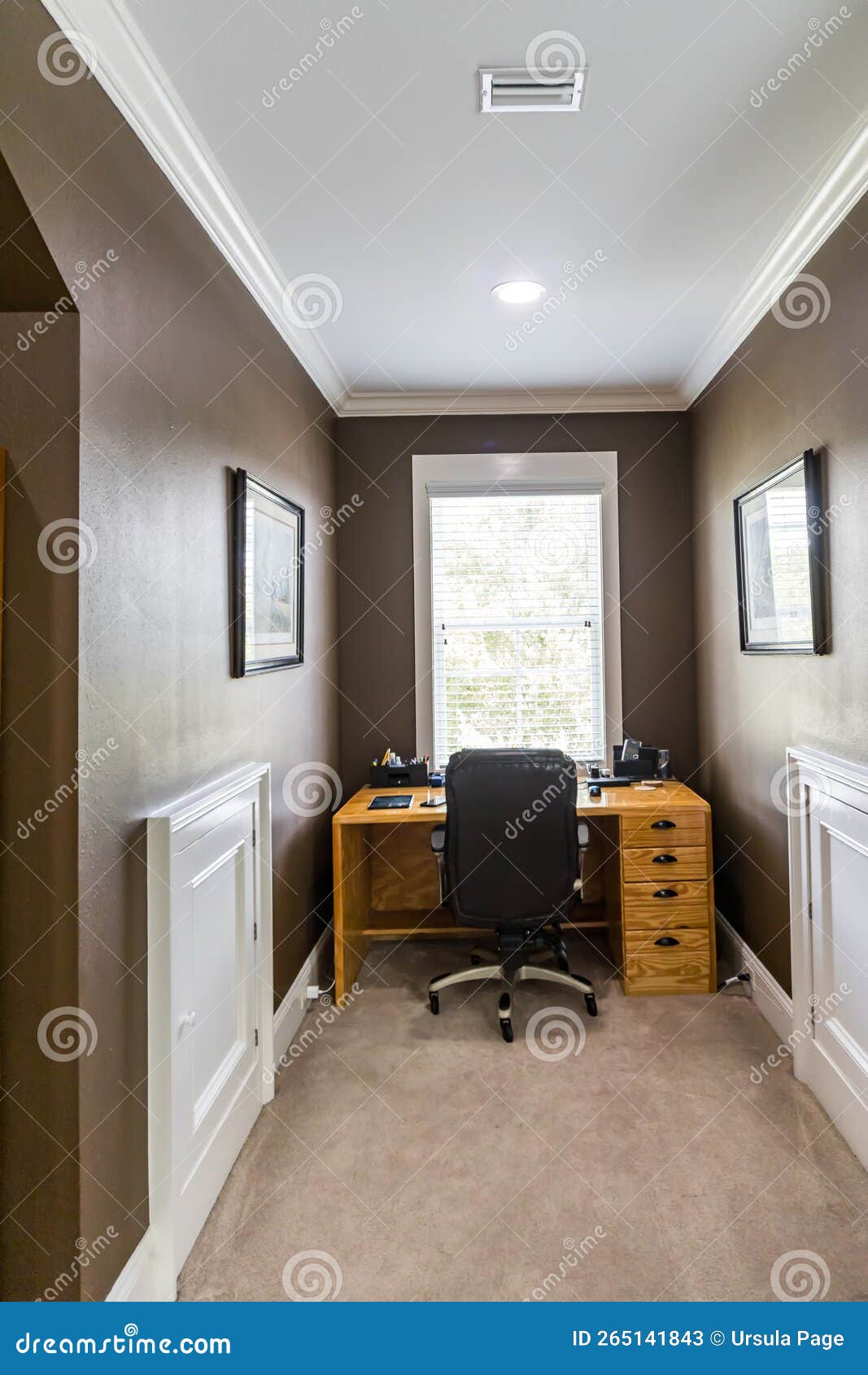 A Small Home Office or Student Desk Nook Near a Window Stock Image ...