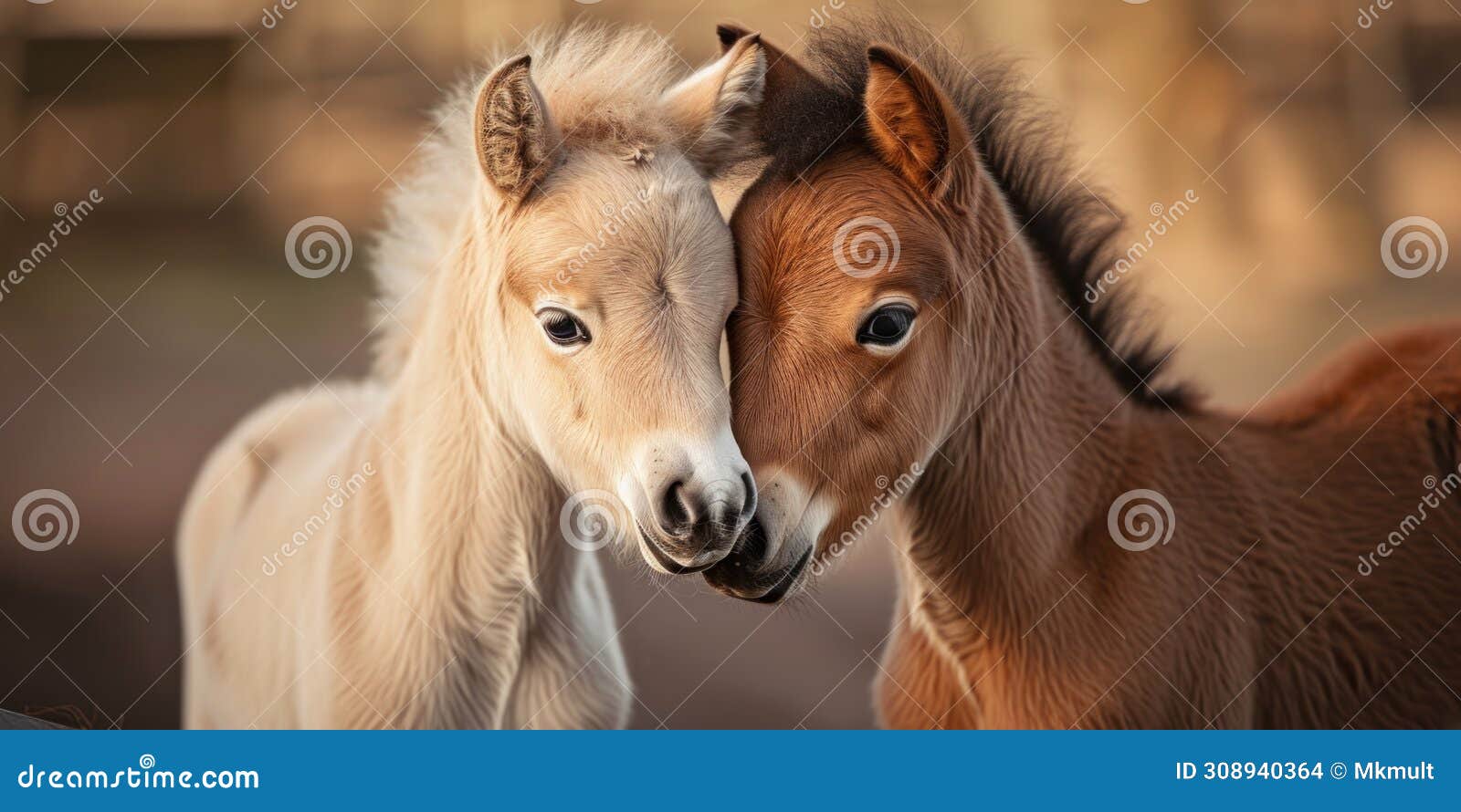 Small Horses Standing Together Stock Photo - Image of grass, field ...