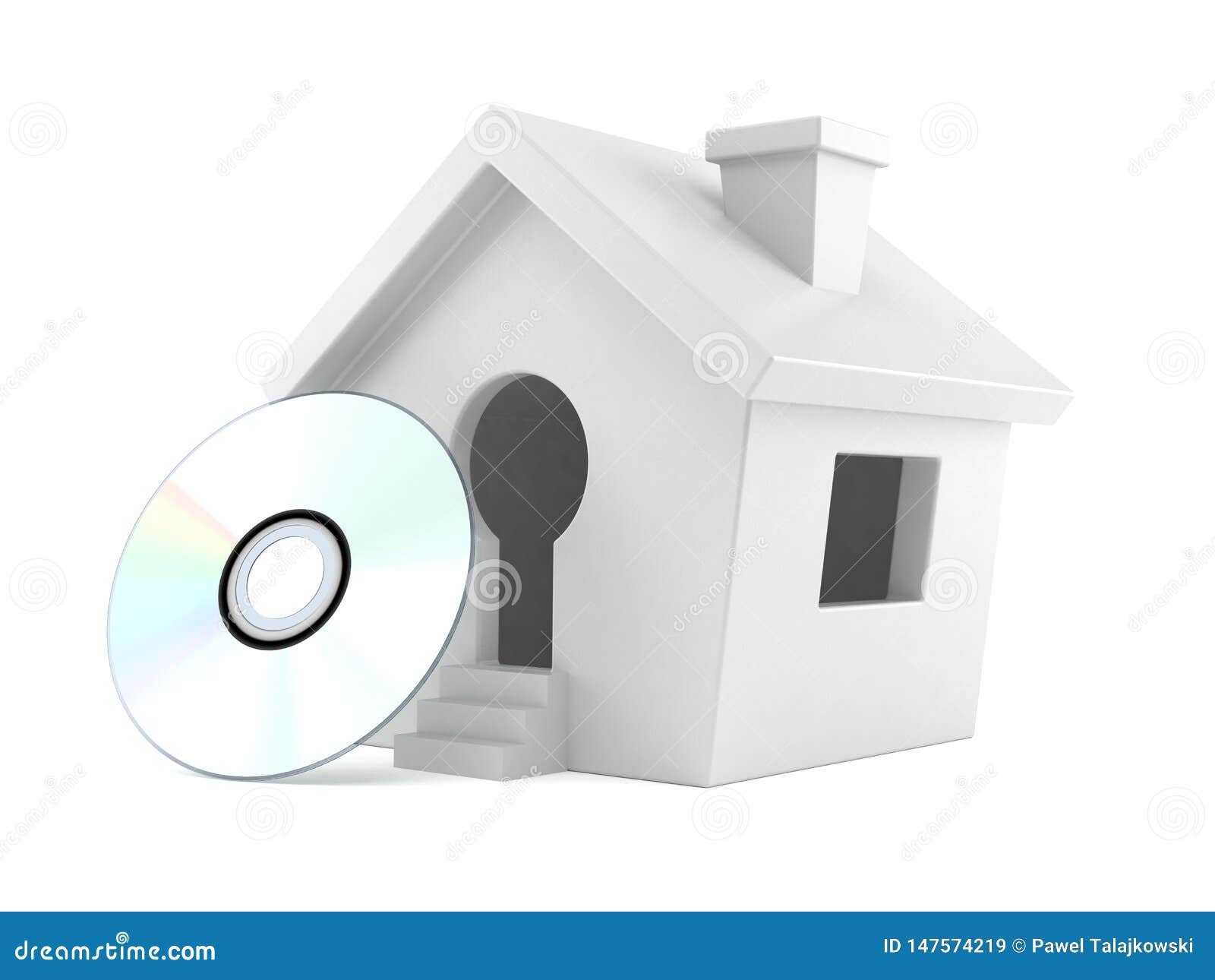 Small house with cd disc stock illustration. Illustration of property ...