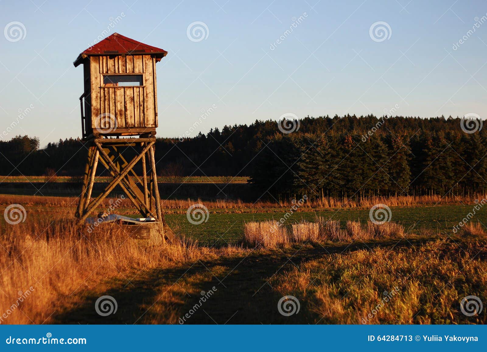 A Small House in a Field at Sunset. Stock Image - Image of freshness ...