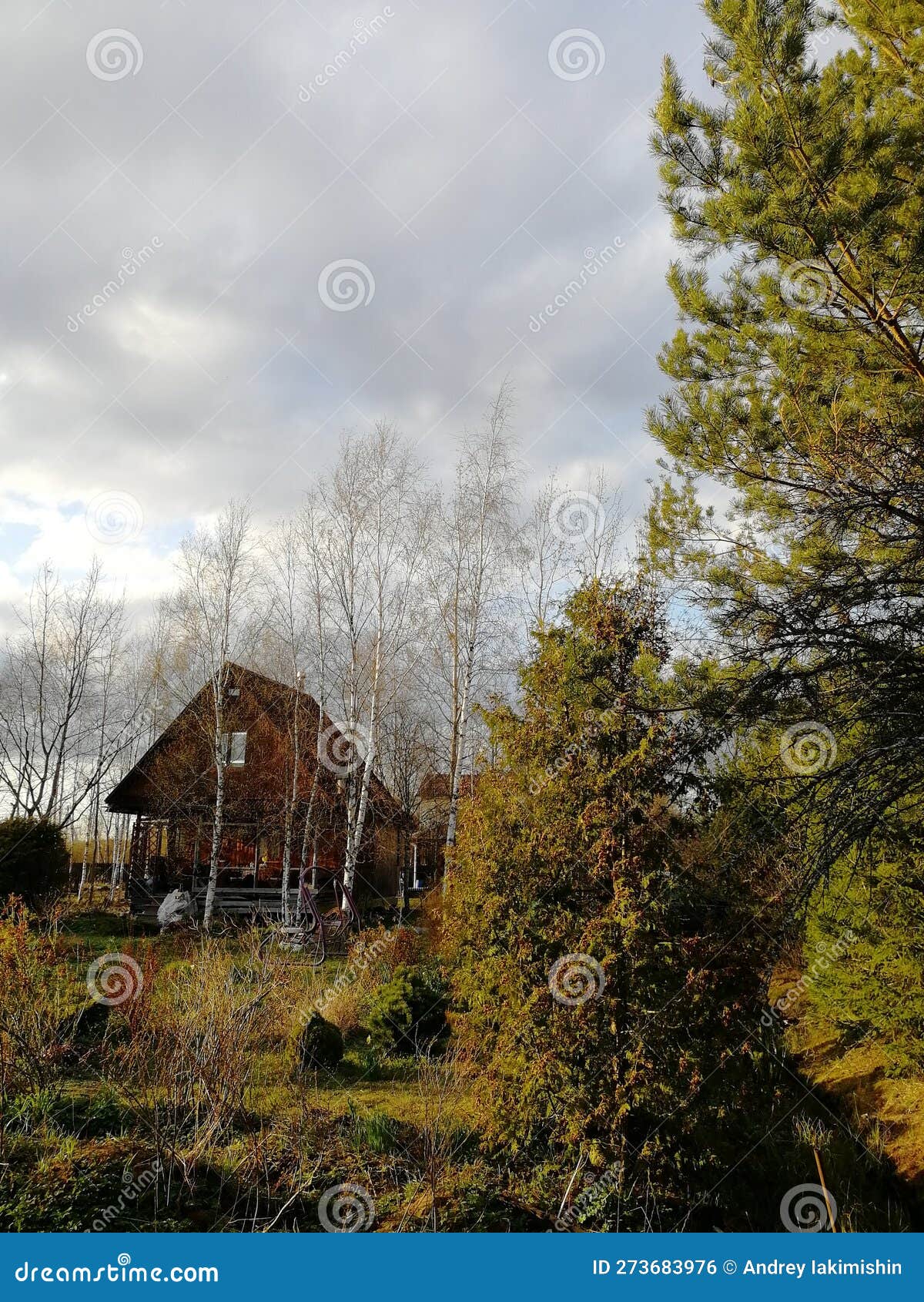 Small House in the Garden with Trees in Autumn Stock Photo - Image of ...