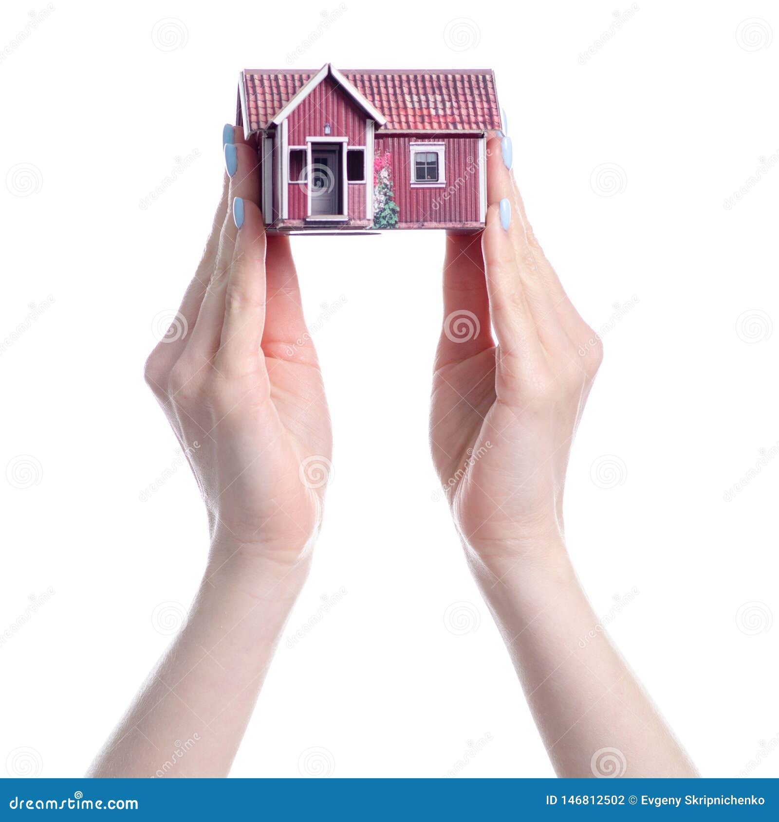 Small house in hand stock photo. Image of model, build - 146812502