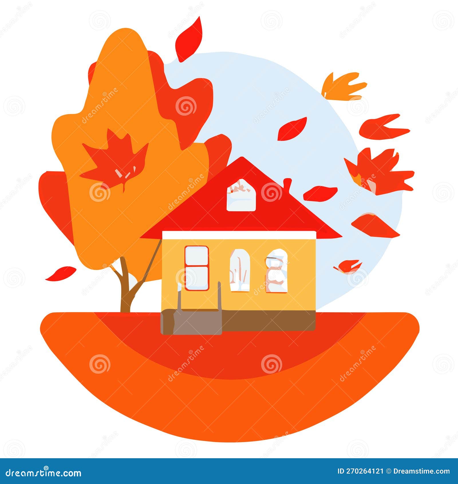 Small House Icon in Autumn with Trees Illustration Stock Vector ...