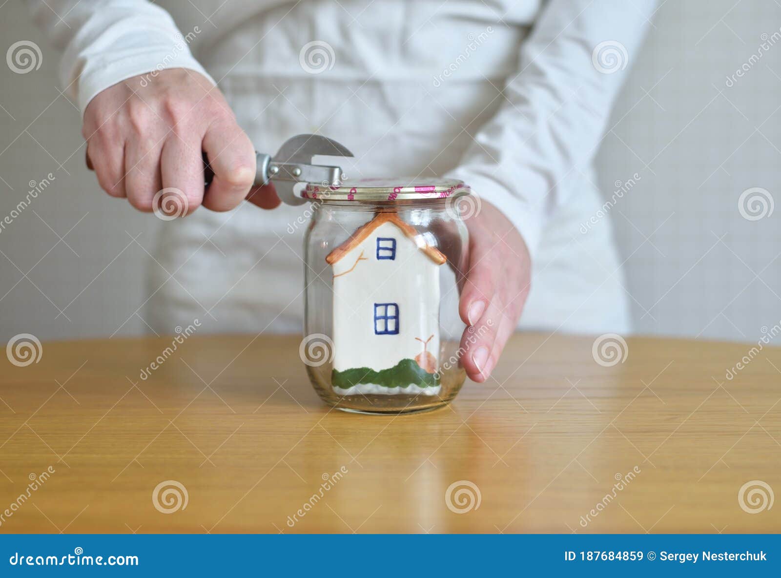 Small House Inside a Glass Jar Stock Image - Image of credit, budget ...