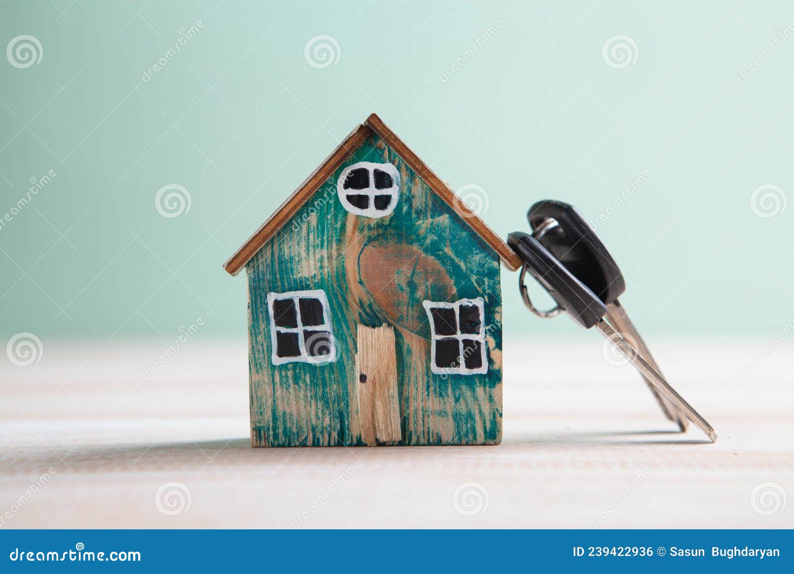 Small House and Keys on the Table Stock Photo - Image of security ...