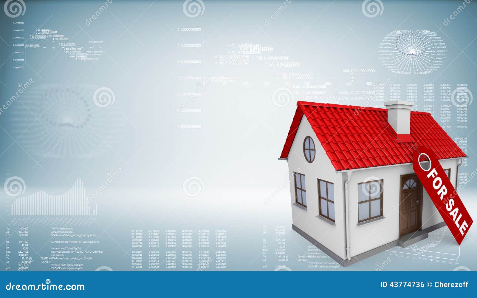 Small House with a Label for the Sale Stock Illustration - Illustration ...