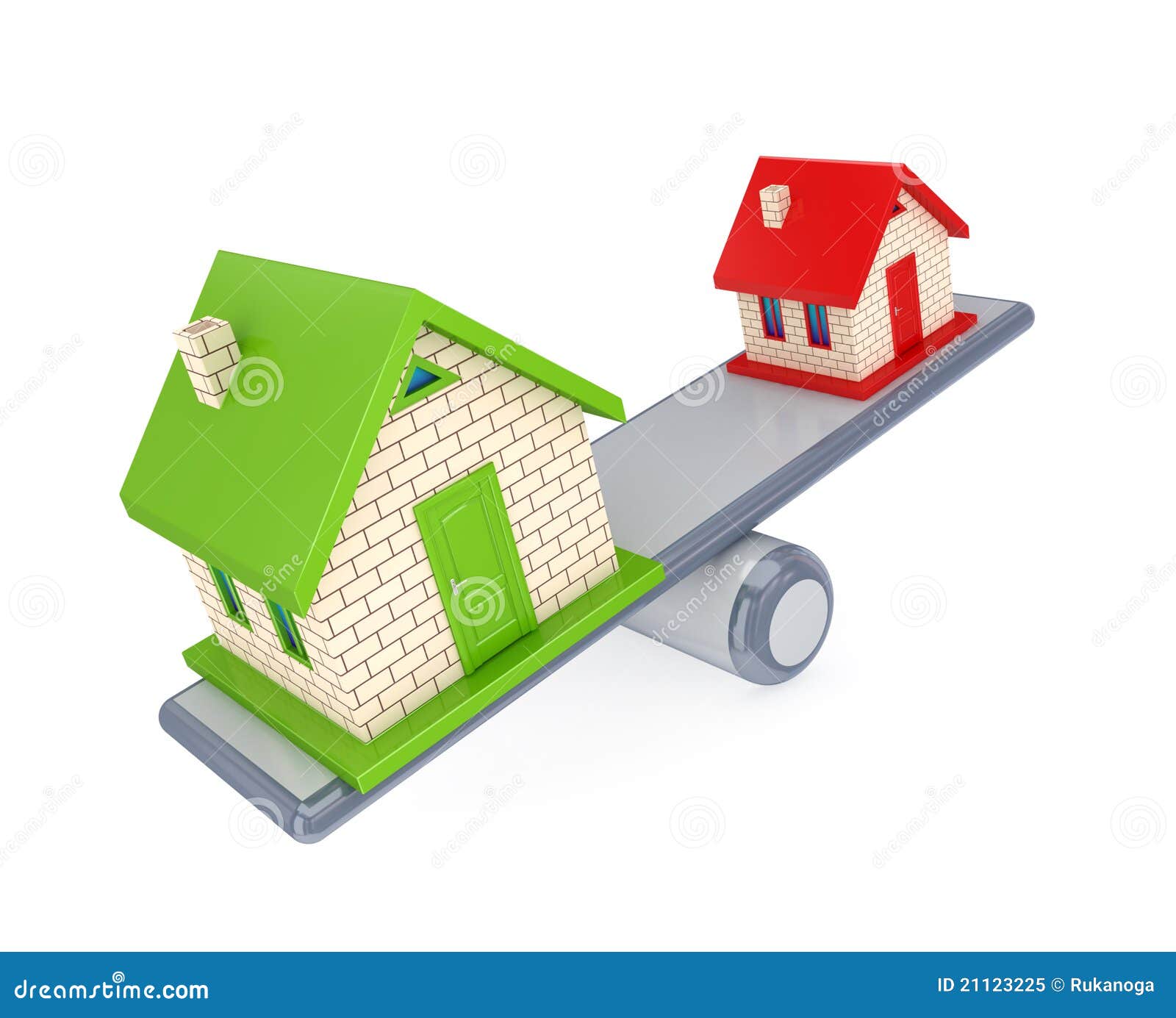 Small House and Large House on a Simple Scales. Stock Illustration ...