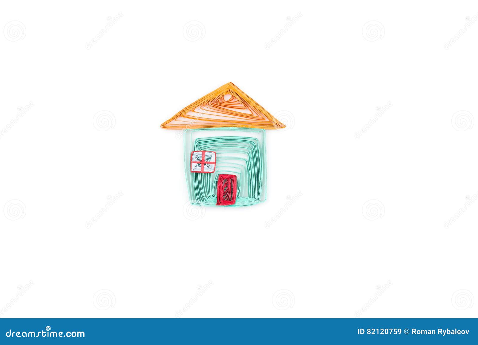 Small House Made in Quilling Technique on White Background Stock Image ...