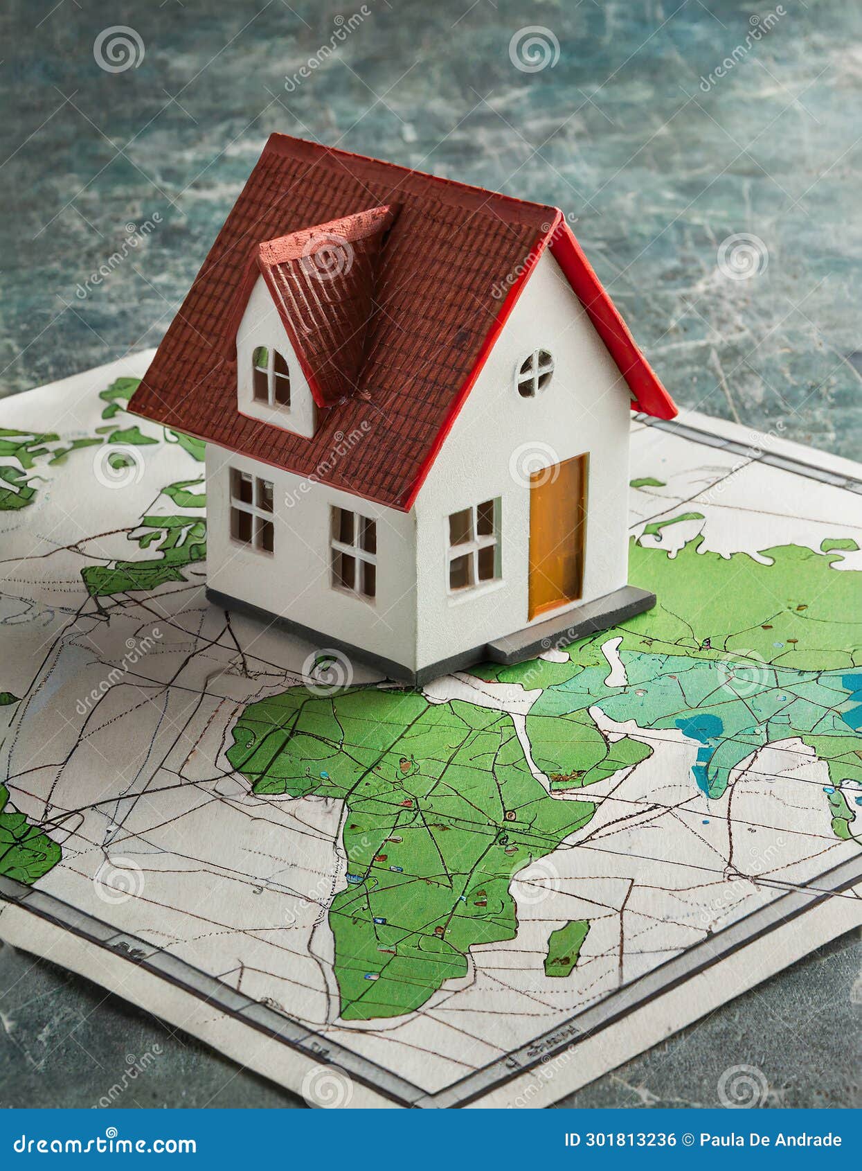 Small house on the map stock illustration. Illustration of area - 301813236