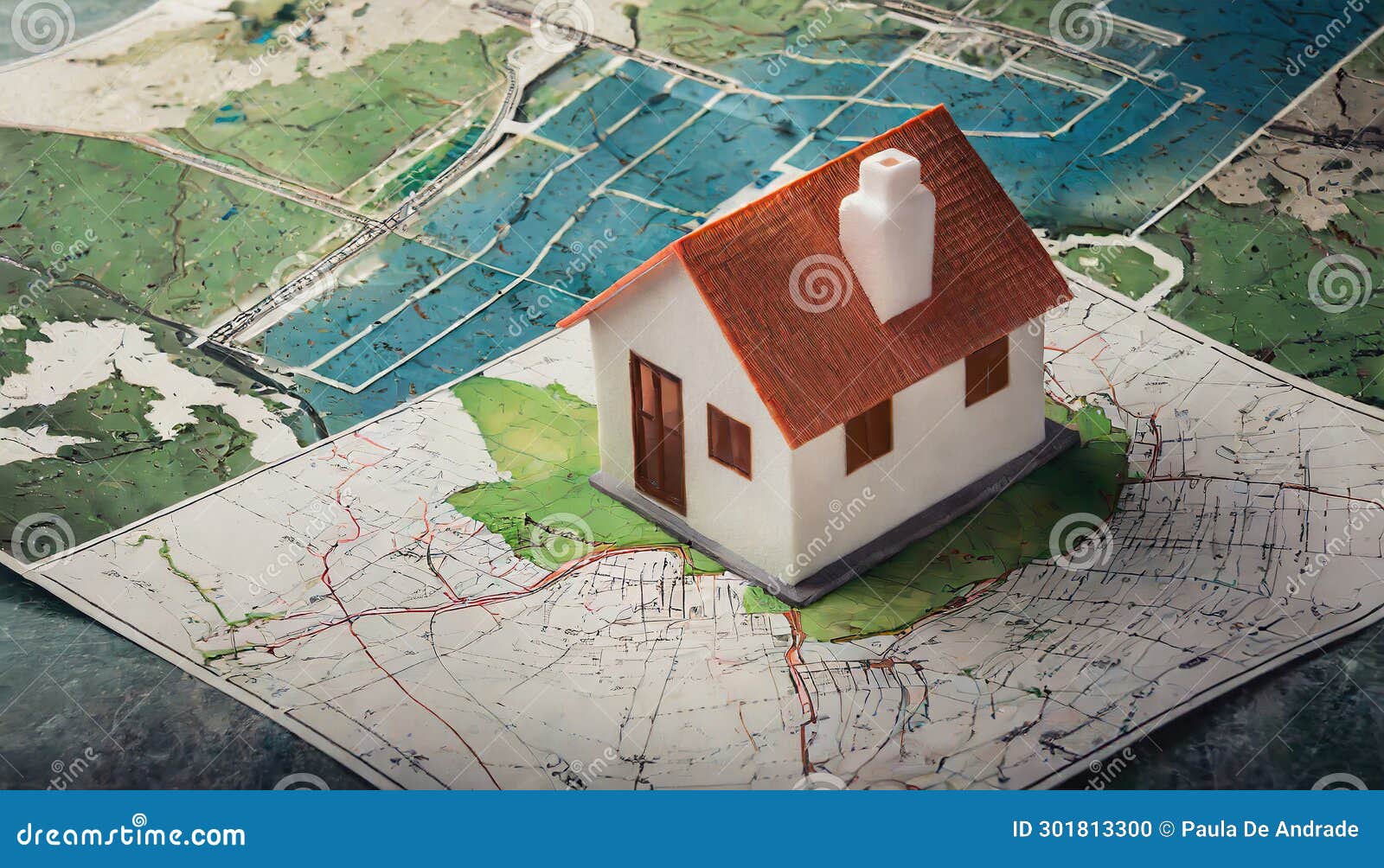 Small house on the map stock illustration. Illustration of planning ...